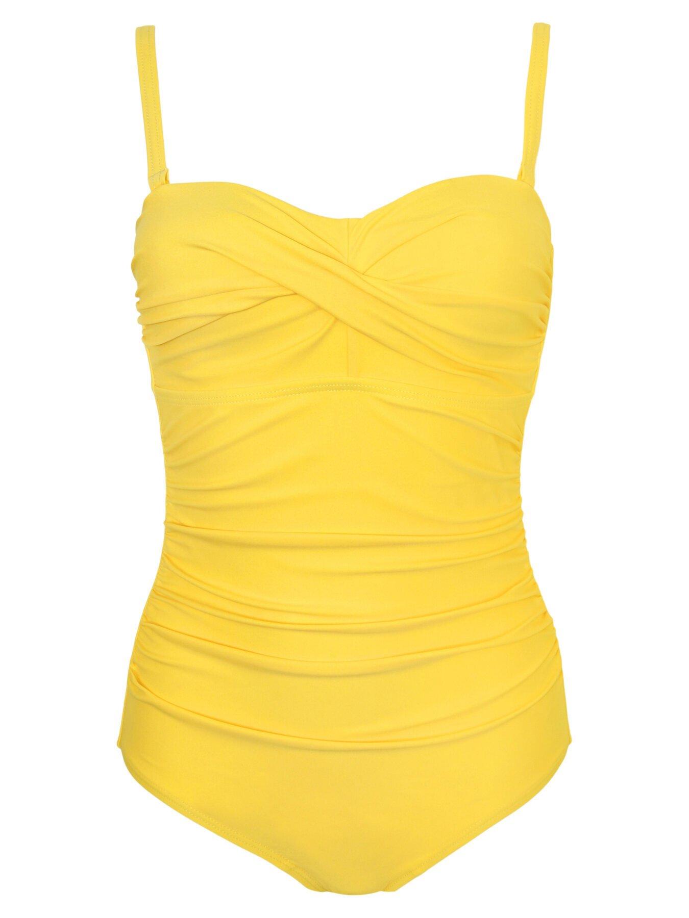 Pour Moi Santa Monica Strapless Tummy Control Swimsuit Yellow Very