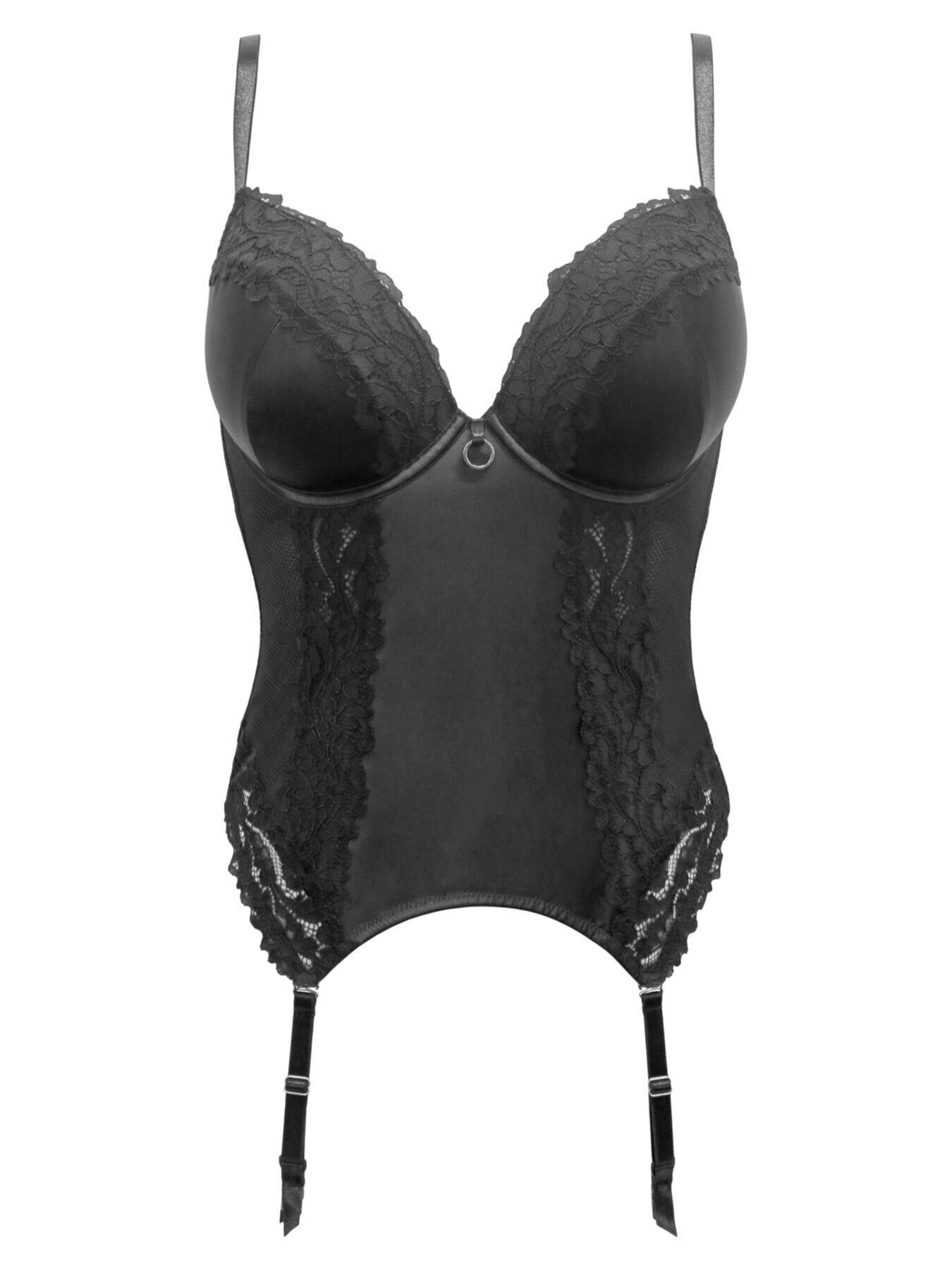 Pour Moi Lavish Padded Push-Up Underwired Basque - Black | Very