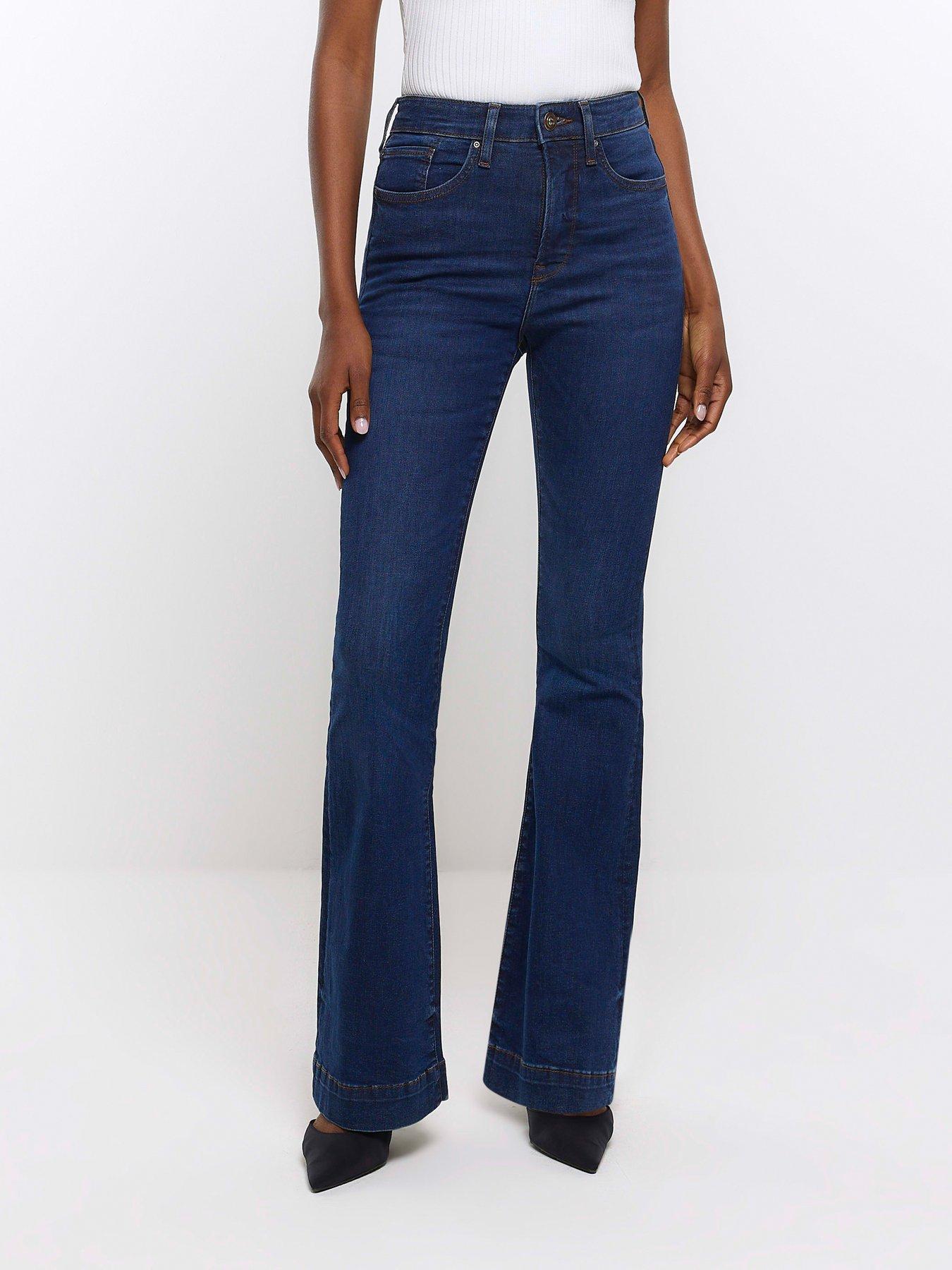 River Island High Waist Flare Jeans - Blue | Very
