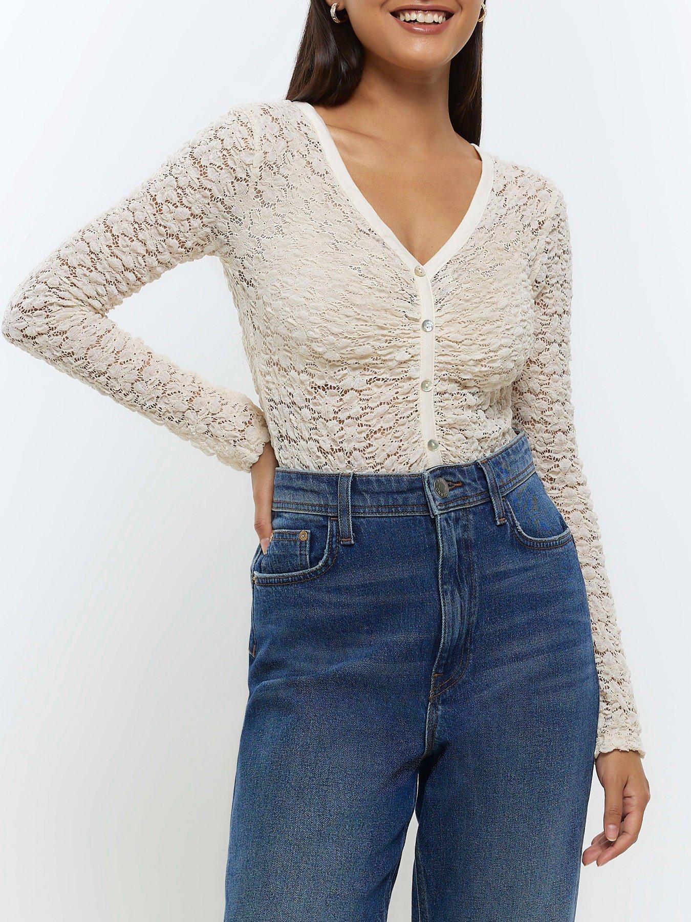 River Island Lace Long Sleeve Bodysuit Uk