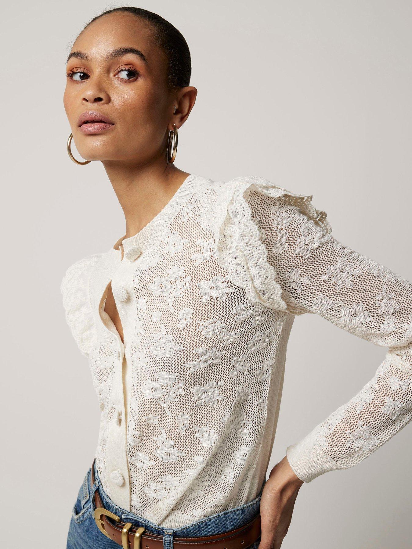 River Island Floral Lace Frill Cardigan | very.co.uk