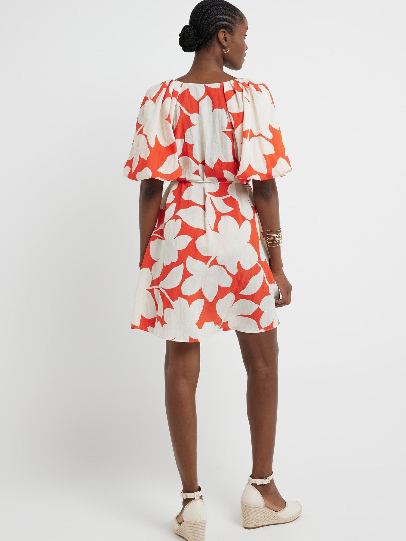 River Island Floral Puff Sleeve Shift Mini Dress | Very.co.uk