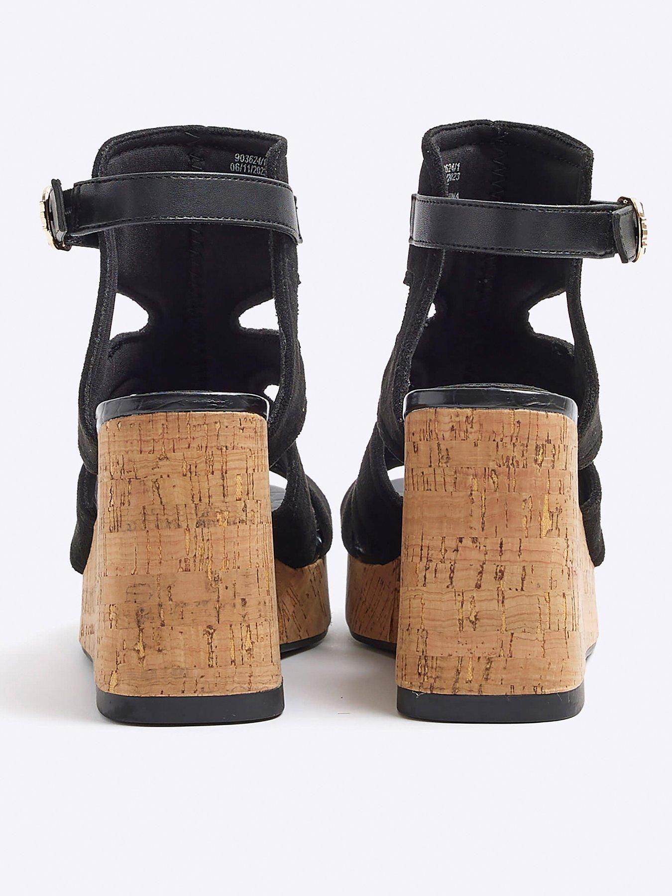 River Island Cut Out Wedge Sandals - Black | Very