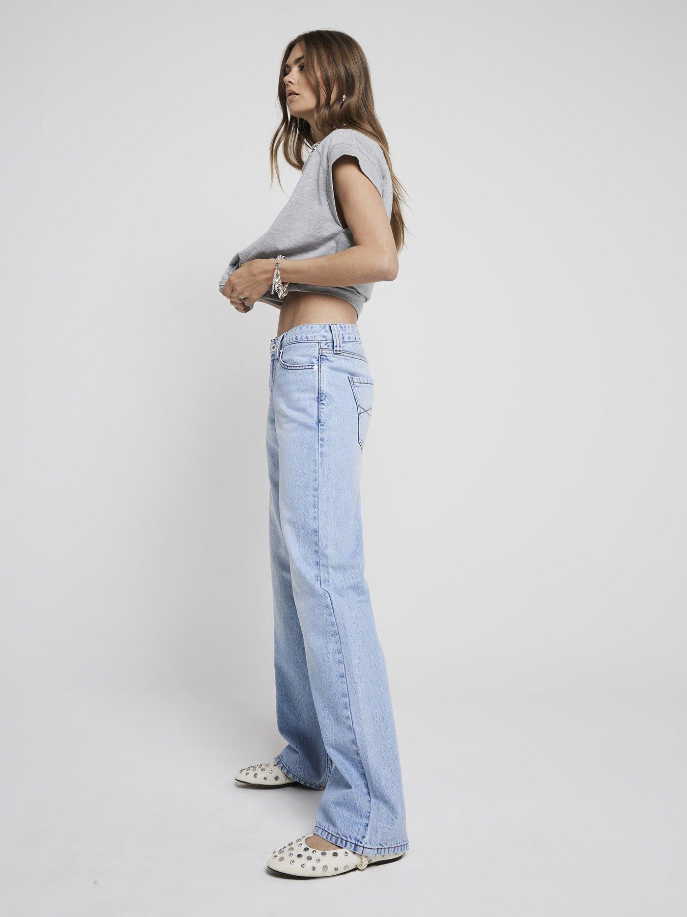 River Island Low Rise Relaxed Straight Jeans - Blue | Very