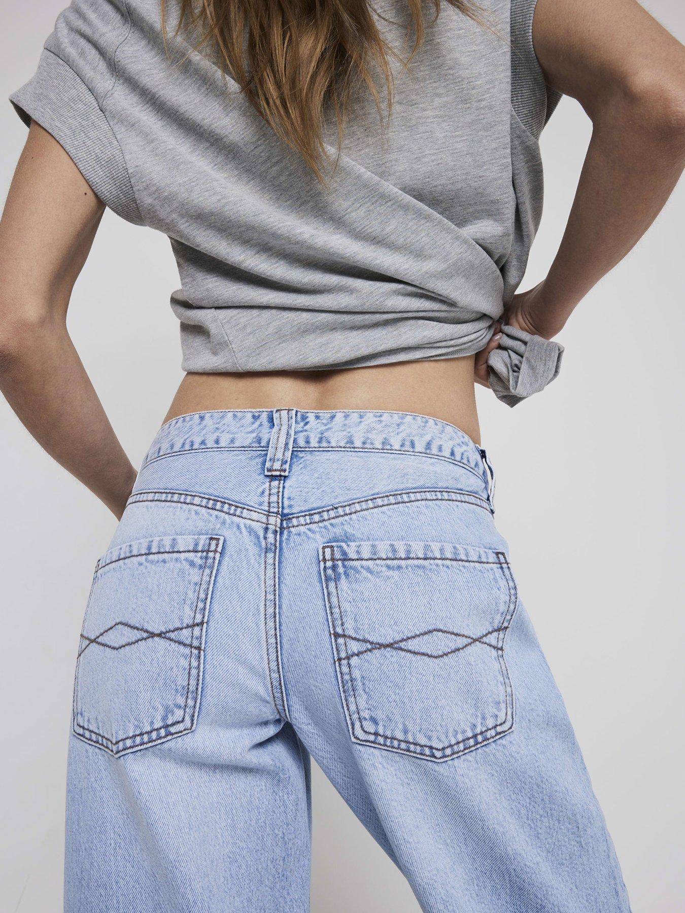 River Island Low Rise Relaxed Straight Jeans - Blue | Very