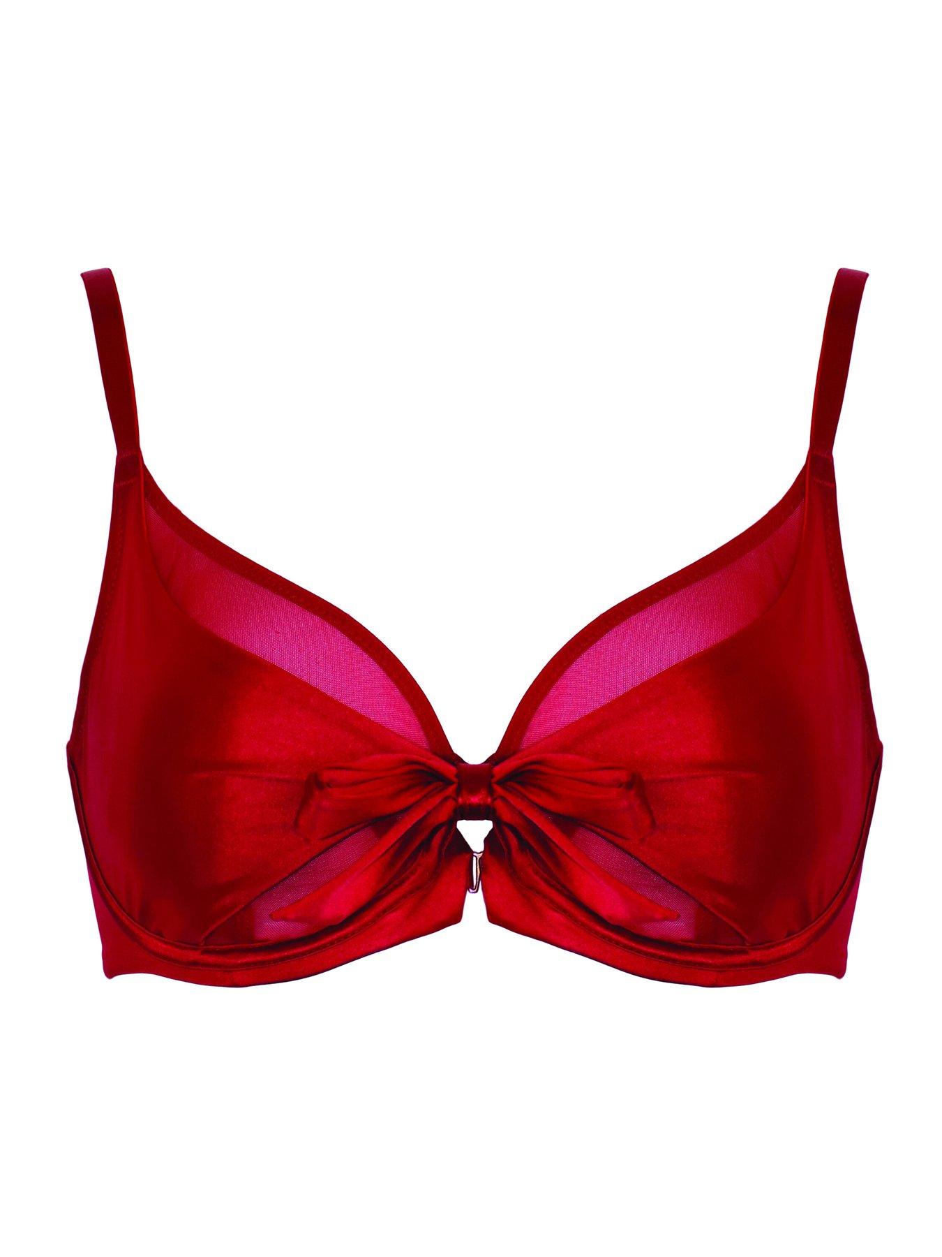 Pour Moi All Yours Satin and Mesh Front Fastening Bra - Red | Very