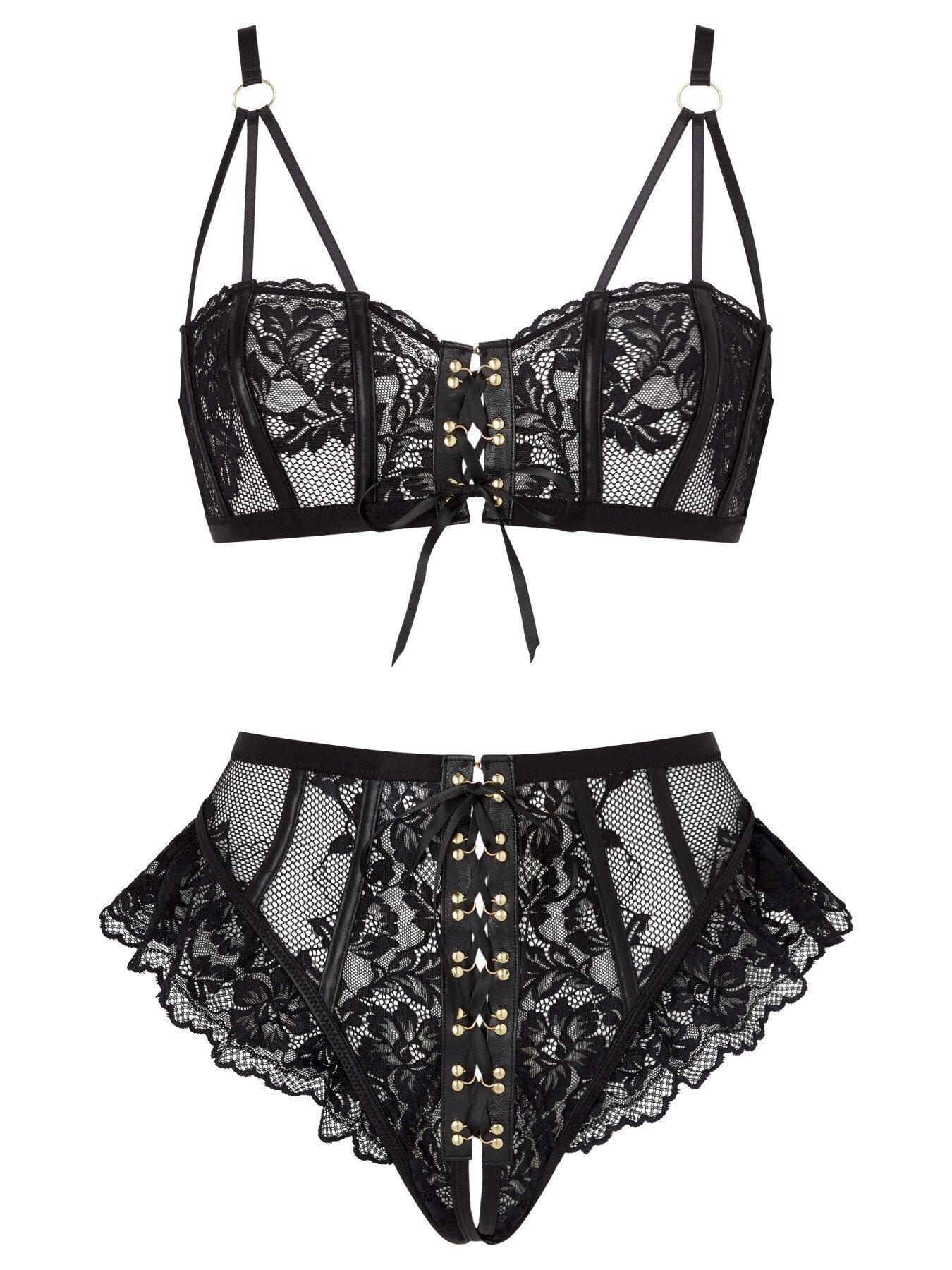Ann Summers Boudoir Tease Crotchless Set - Black | Very