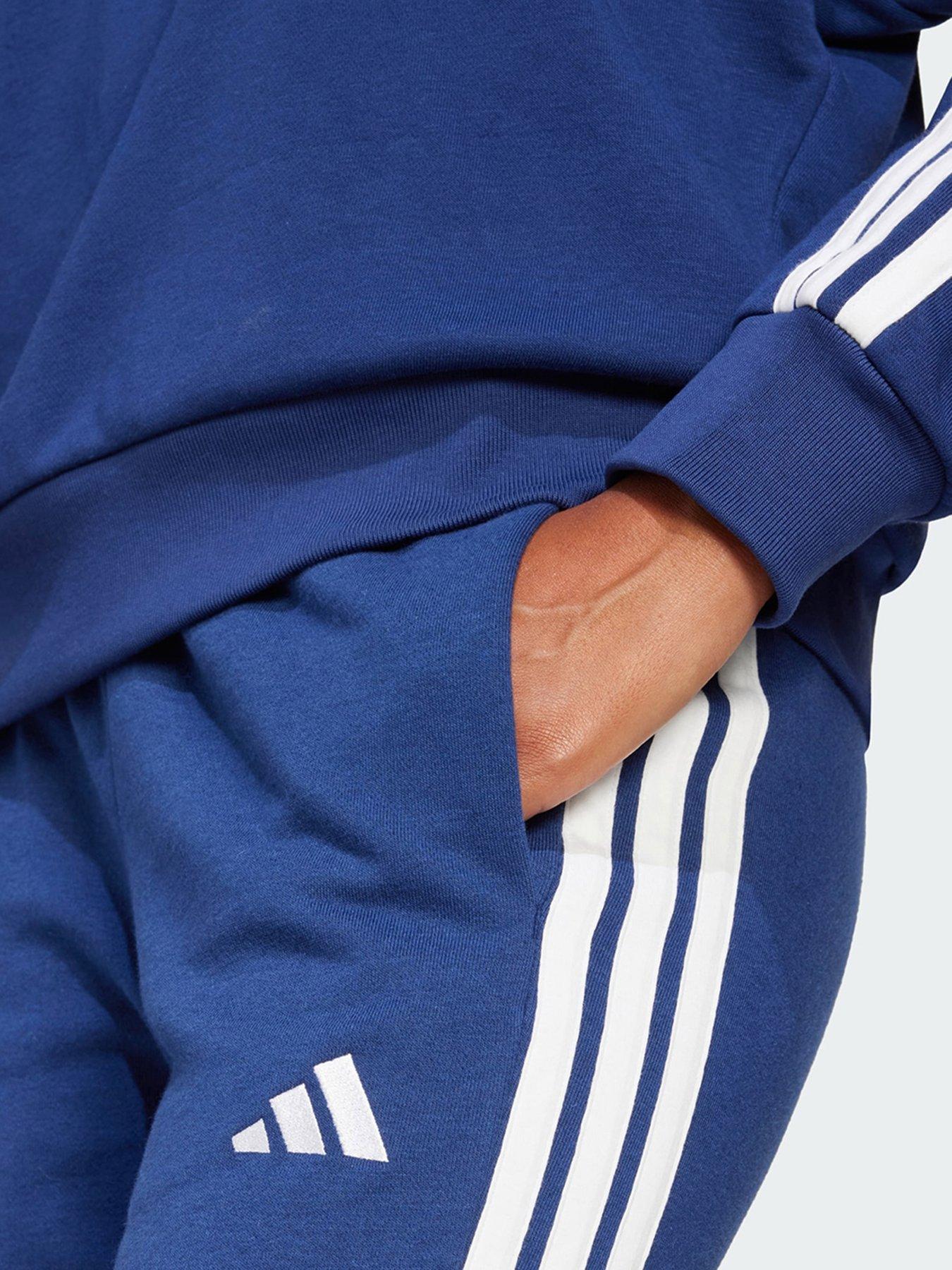 adidas Essentials 3-Stripes French Terry Cuffed Pants - Dark Blue | Very
