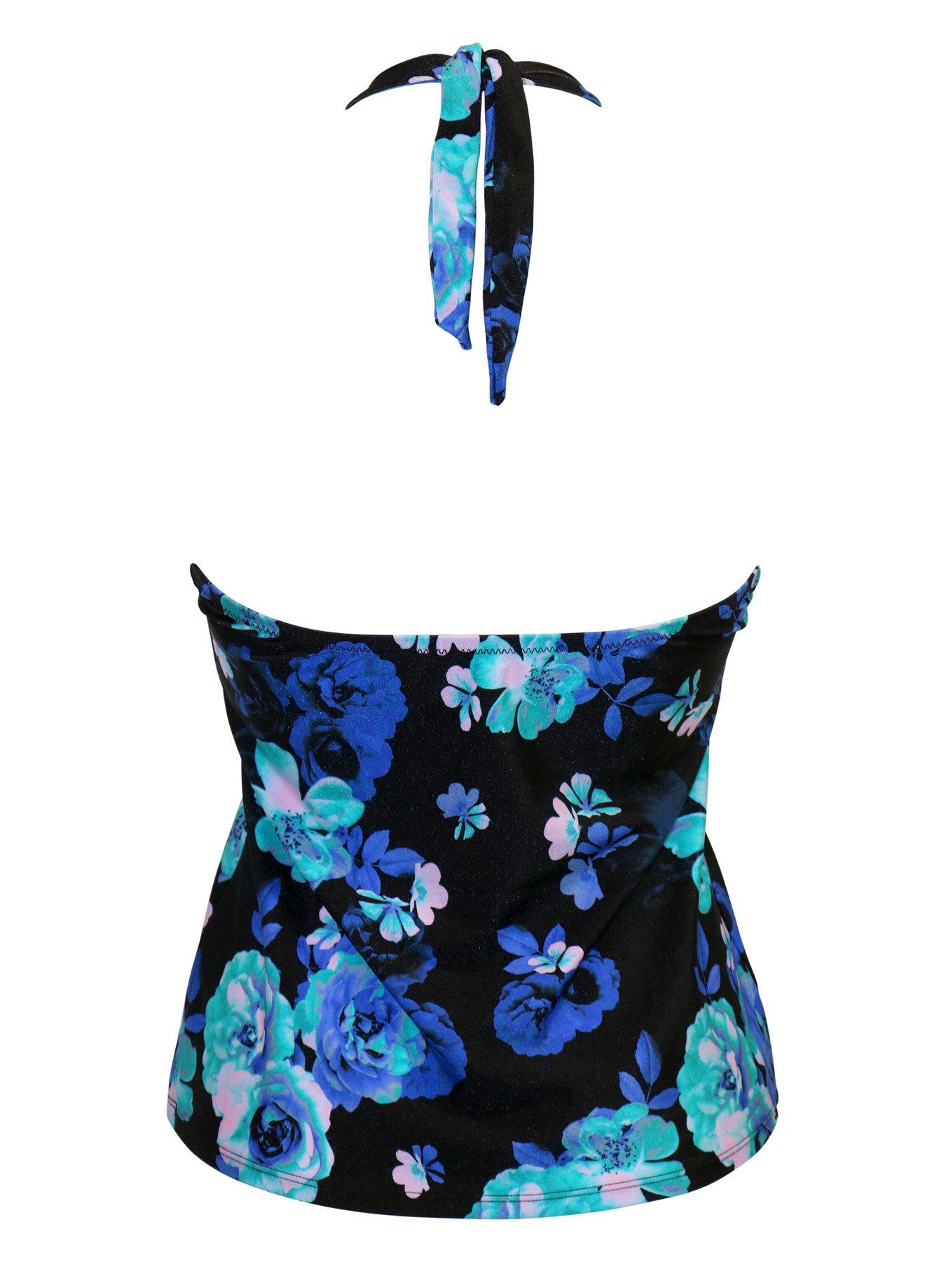Pour Moi Portofino Underwired Halter Tankini Top - Black/Multi | Very