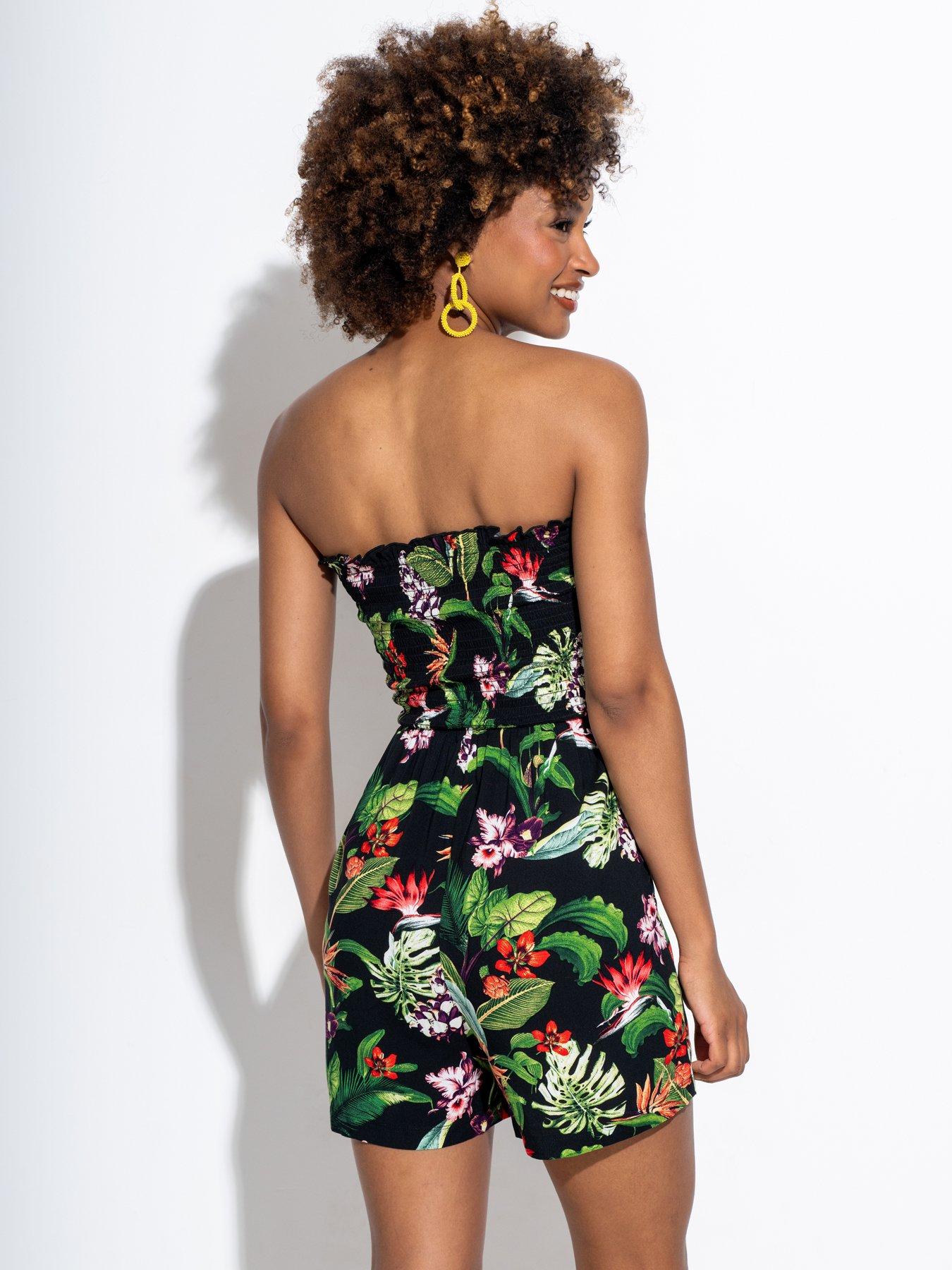 Pour Moi Strapless Shirred Bodice Beach Playsuit | Very