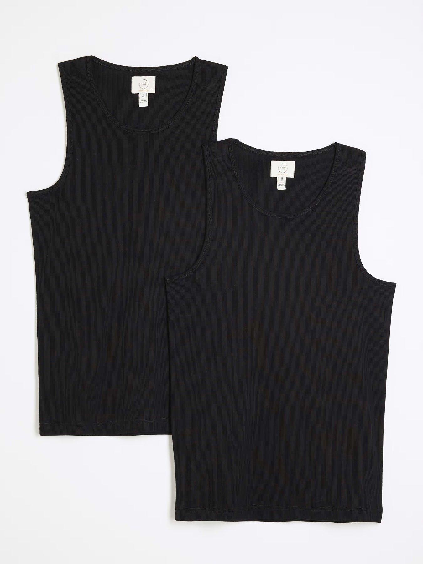 River Island Muscle Fit Ribbed Vest Set - Black | Very