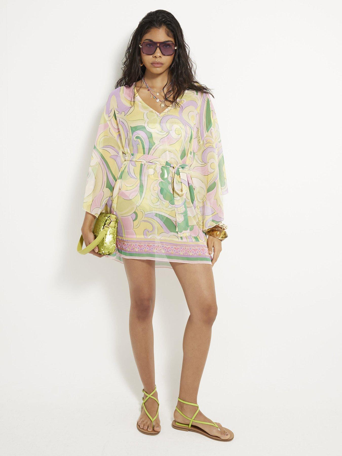 River Island Swirl Chiffon Mini Kaftan | Very