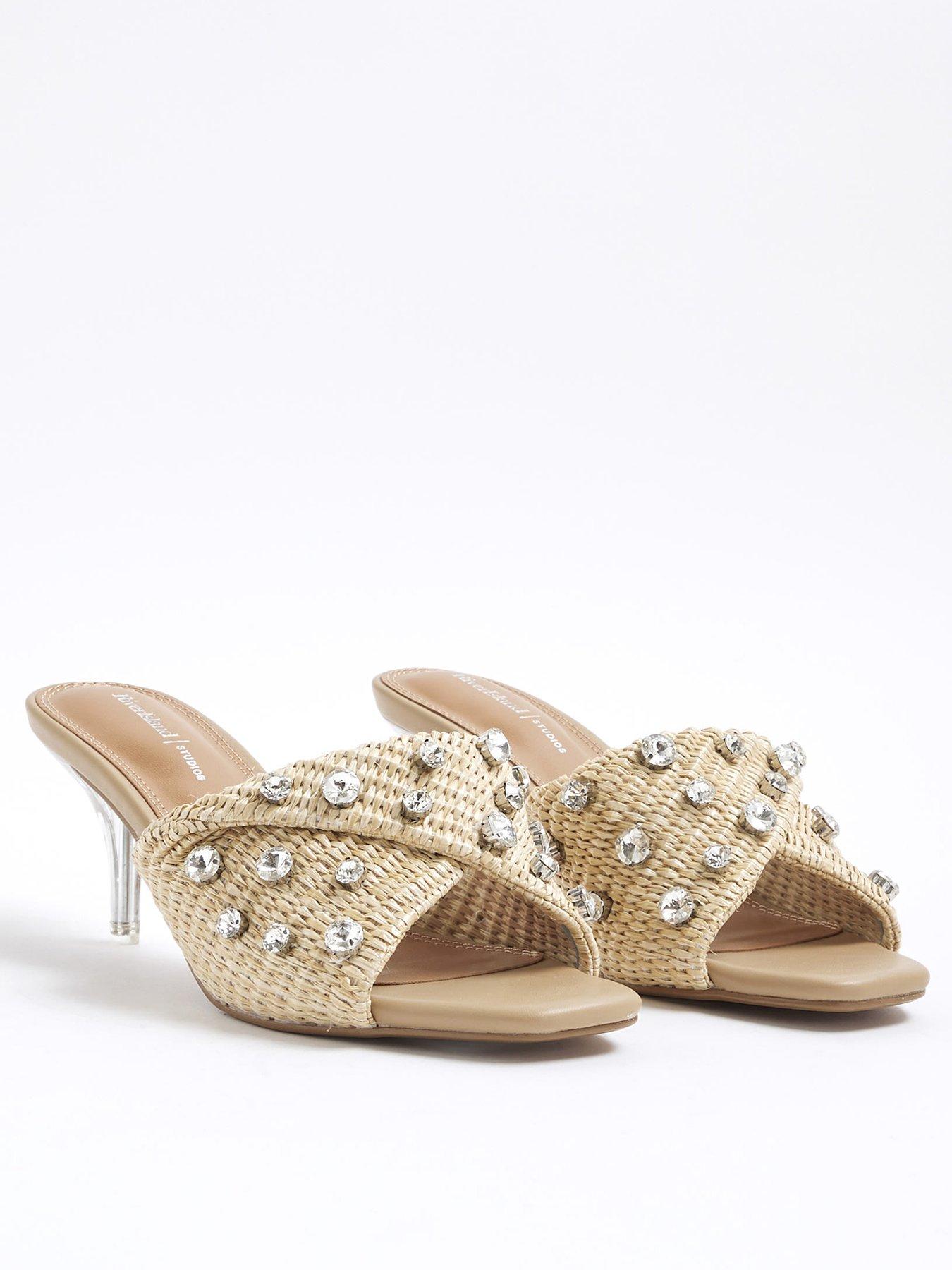 River Island Raffia Twist Heeled Mule Sandals | Very