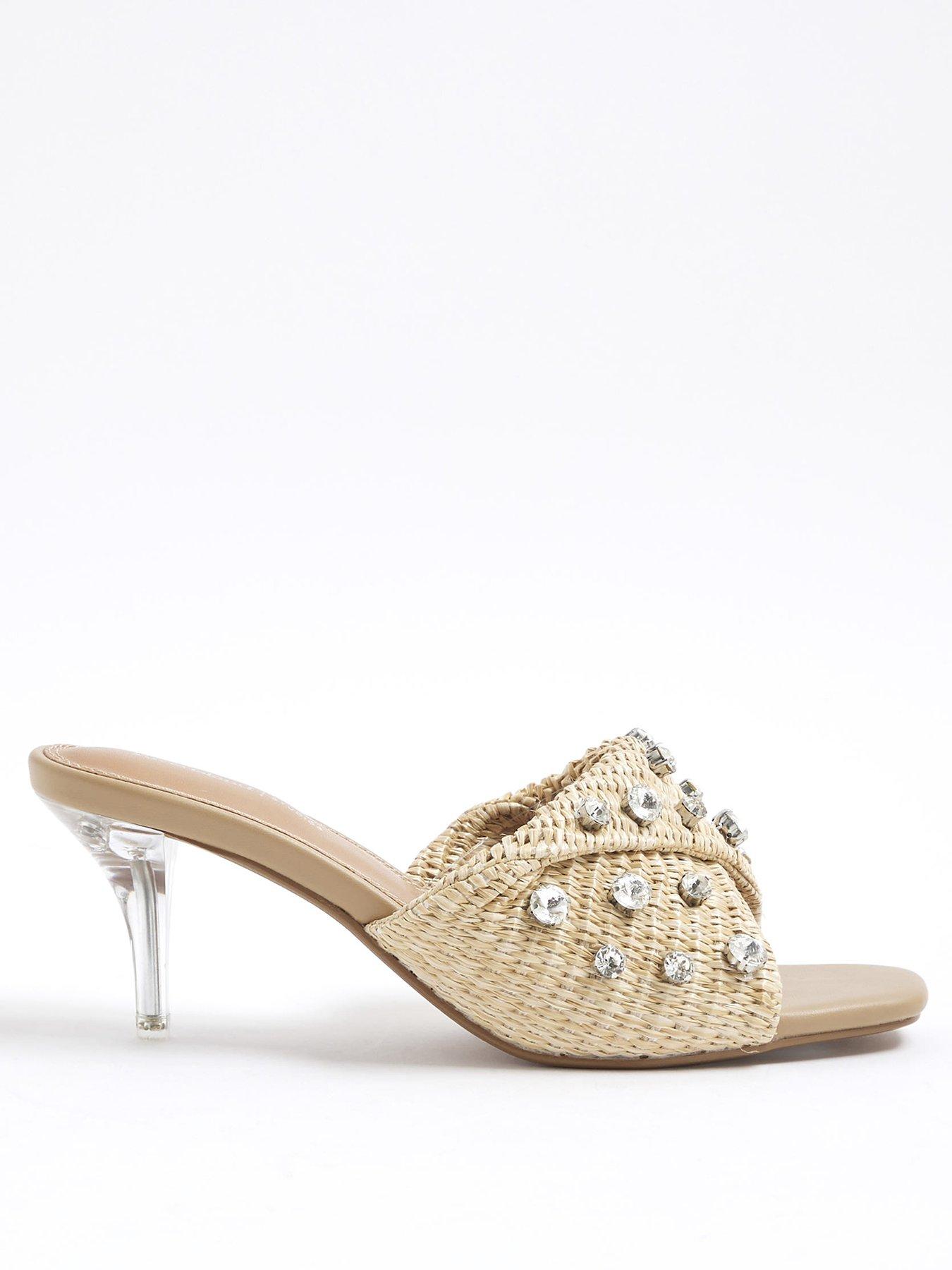River Island Raffia Twist Heeled Mule Sandals | Very