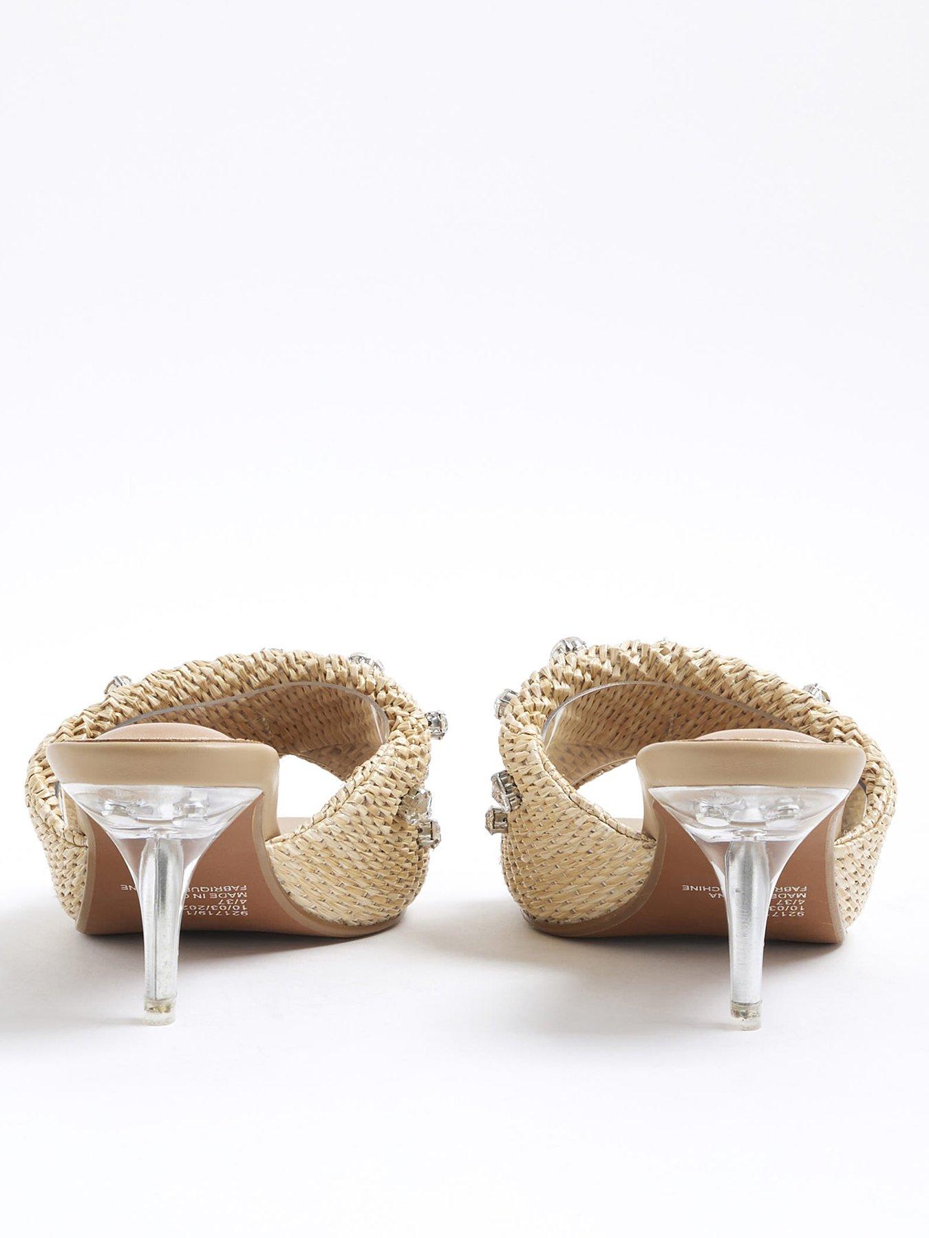 River Island Raffia Twist Heeled Mule Sandals | Very