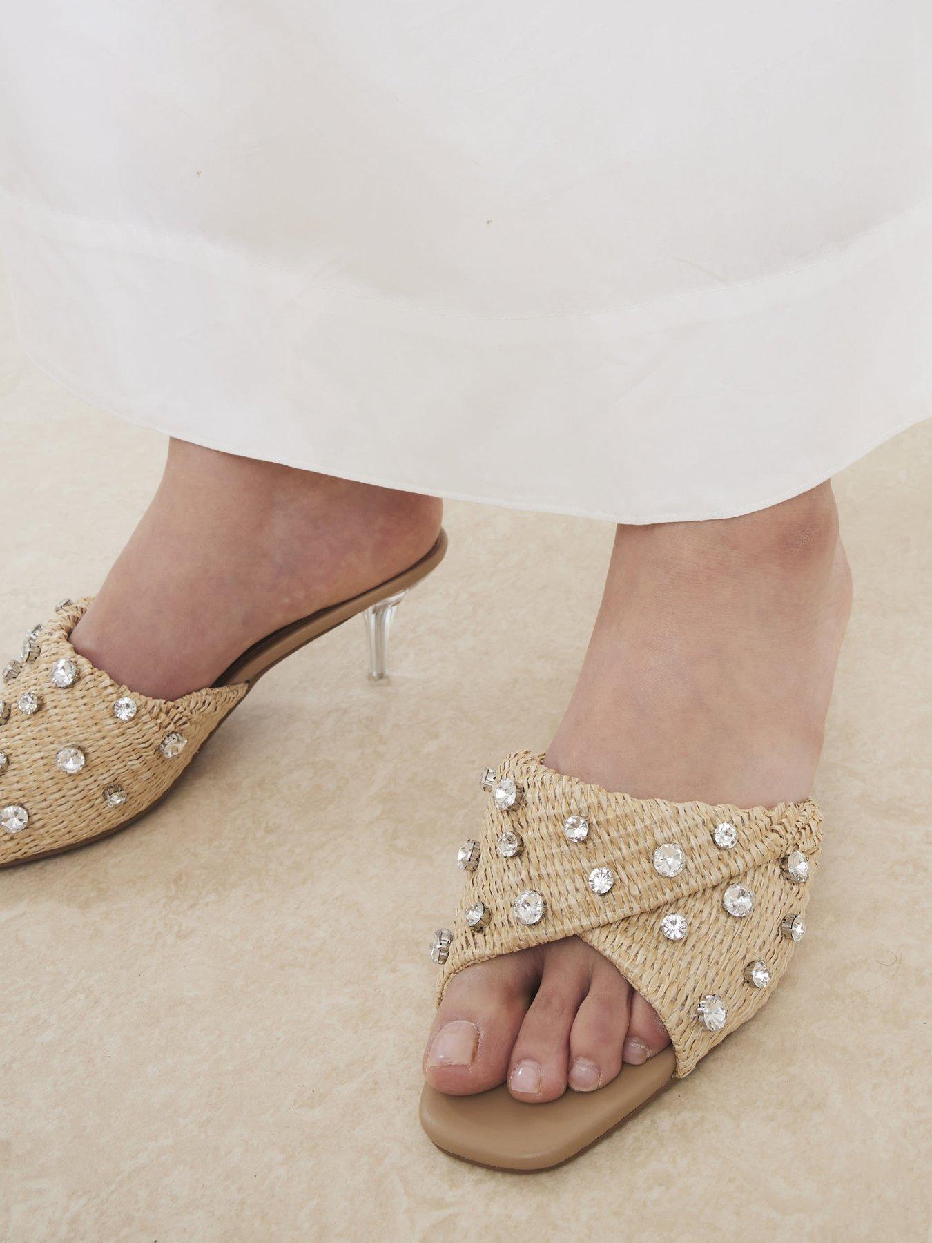 River Island Raffia Twist Heeled Mule Sandals | Very