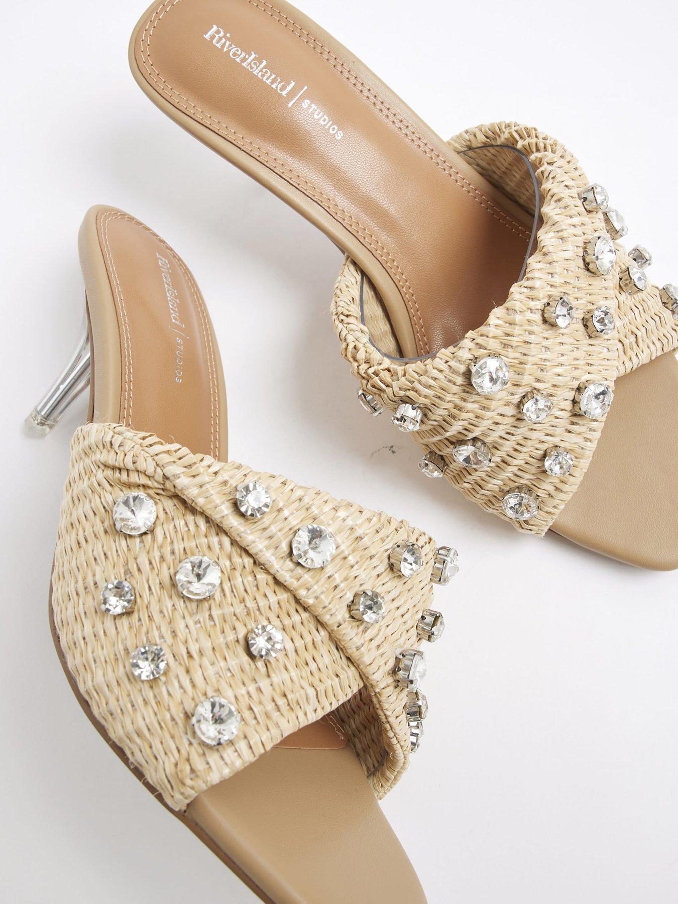River Island Raffia Twist Heeled Mule Sandals | Very