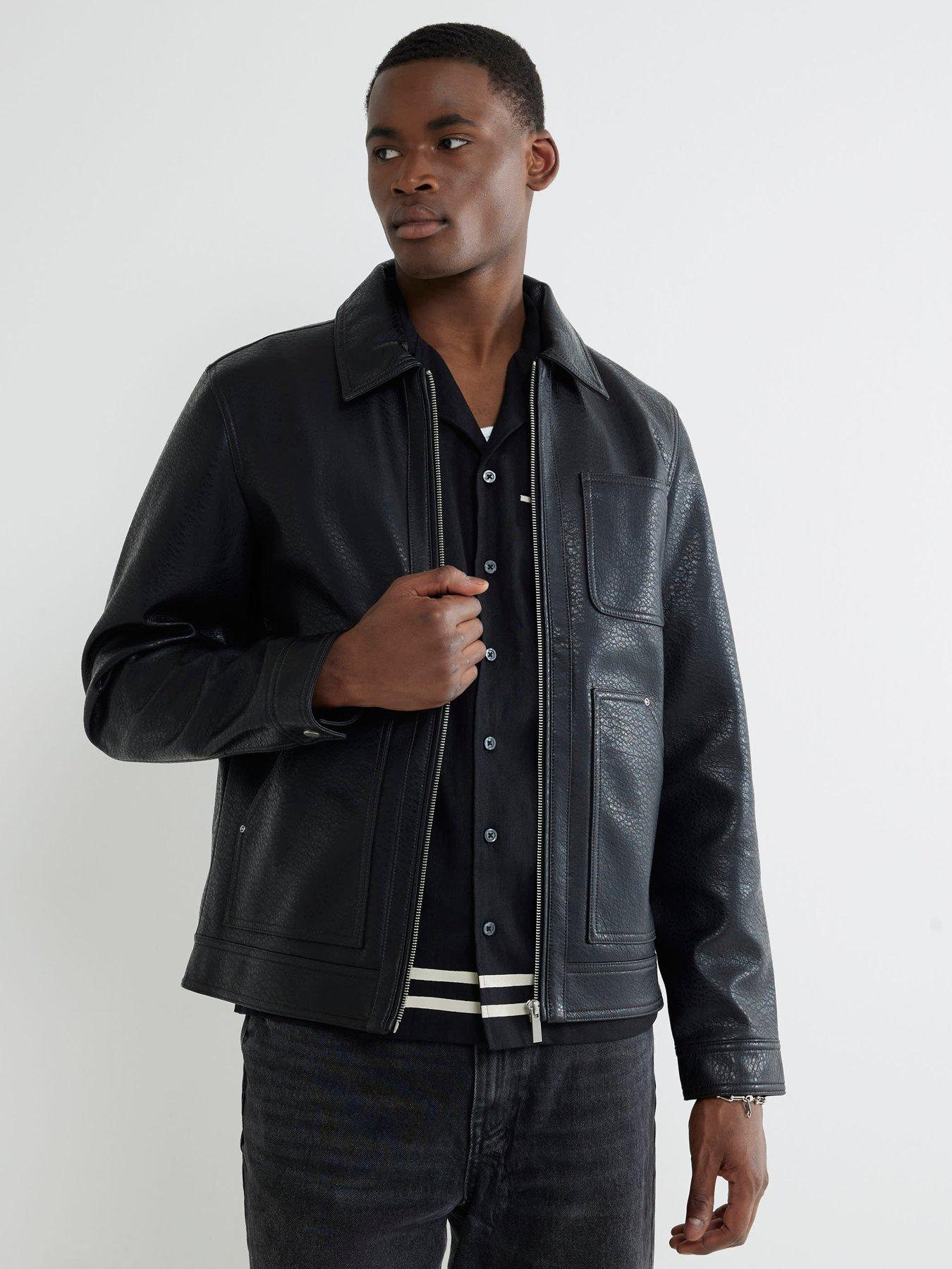 Mens Leather And Faux Leather Jackets - Size Xl - Very