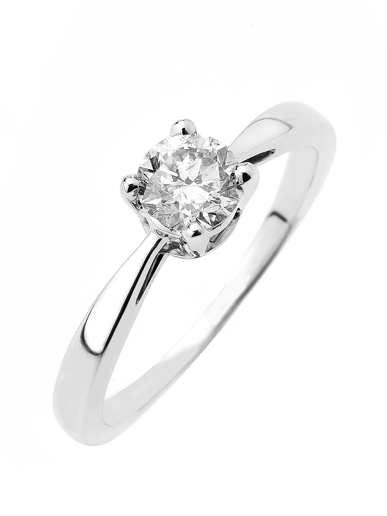 Love DIAMOND 9ct Gold 50 Point Diamond Solitaire Ring | very.co.uk