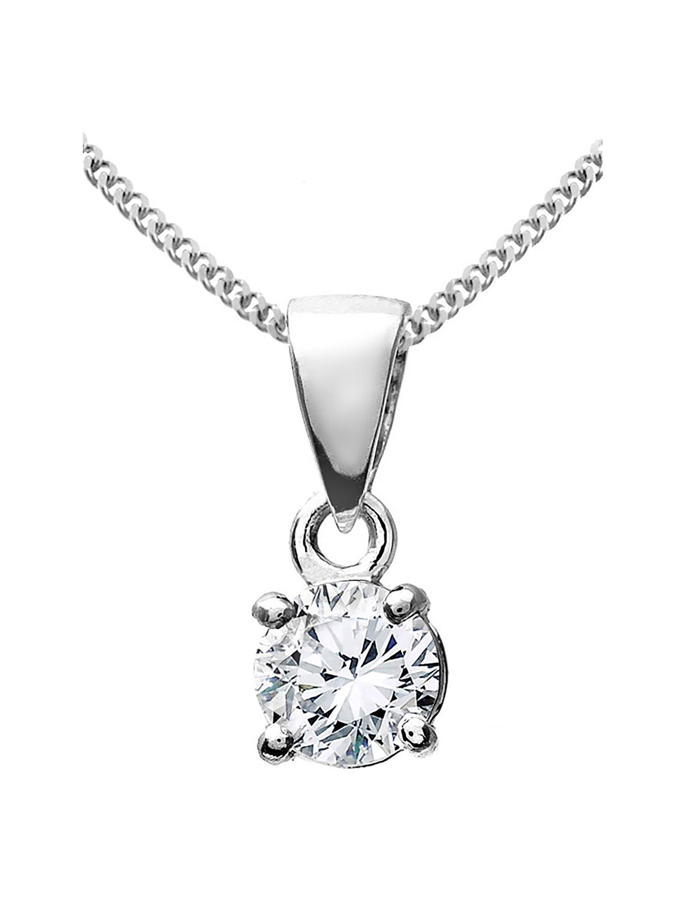 Love DIAMOND 9ct White Gold 25 Point Diamond Solitaire Pendant | Very