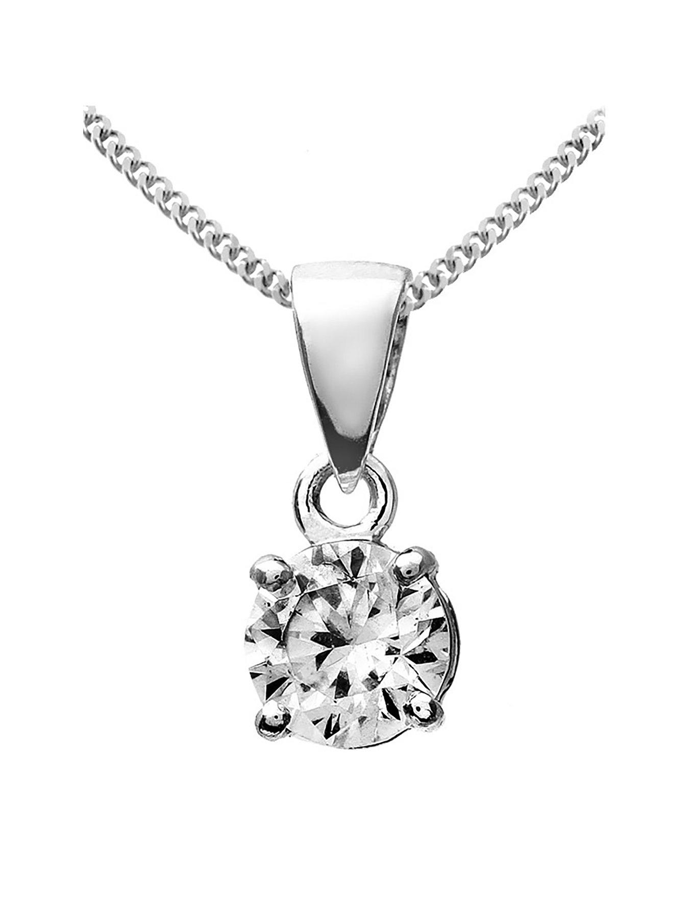 Love DIAMOND 9ct White Gold 50 Point Diamond Solitaire Pendant | Very
