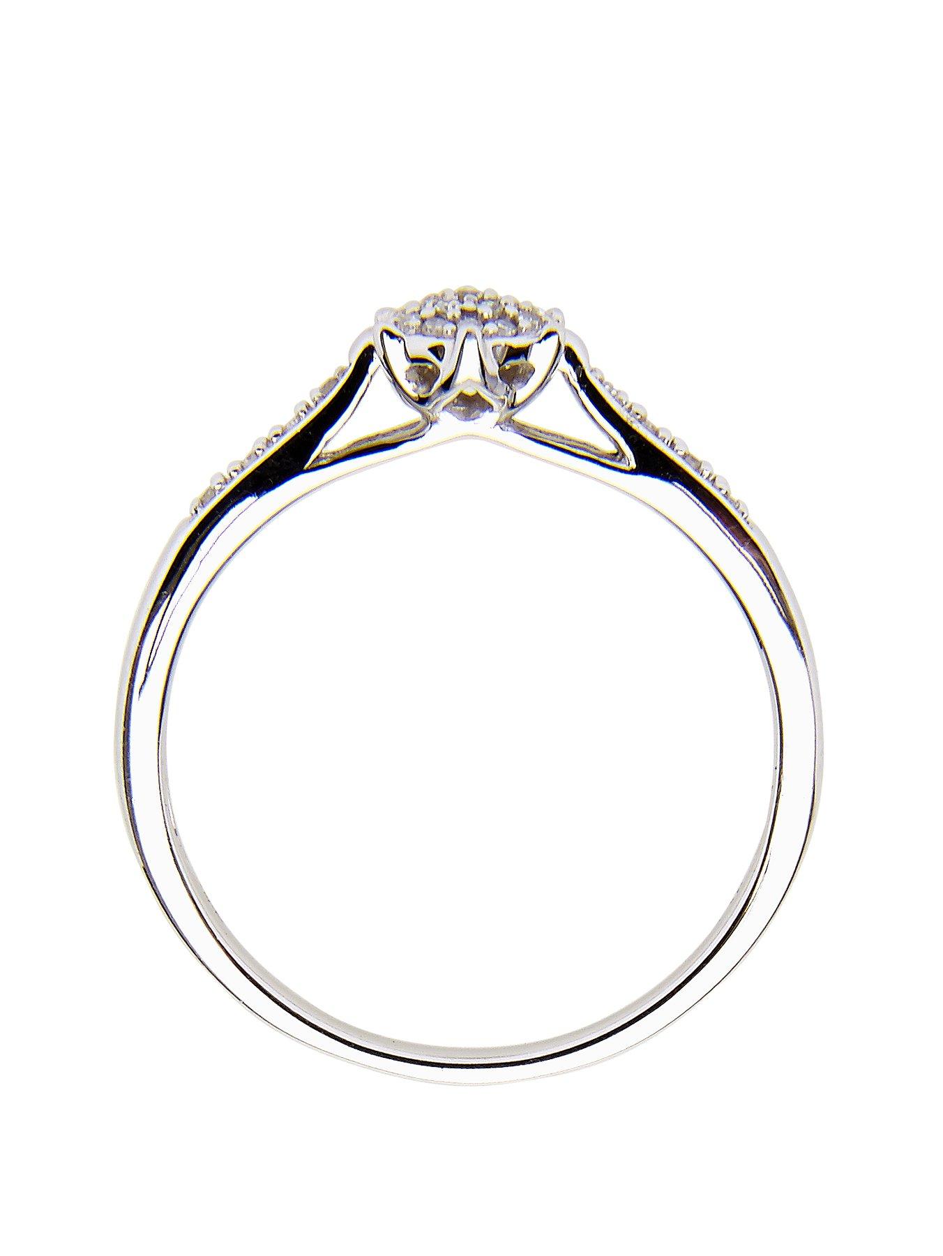 Love DIAMOND 9 Carat White Gold 10 Point Diamond Cluster Ring With ...