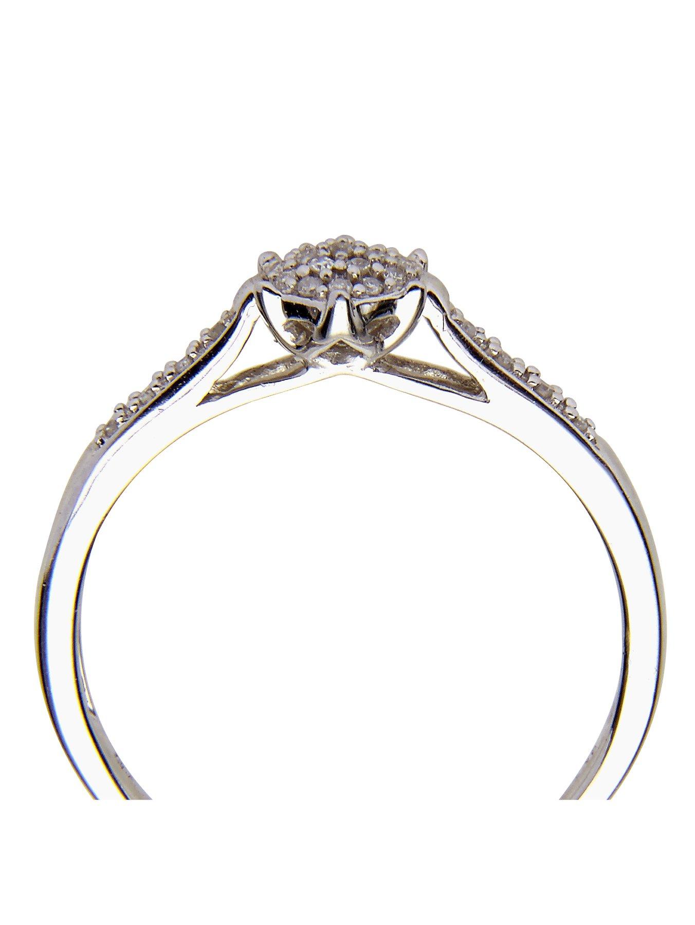 Love DIAMOND 9 Carat White Gold 10 Point Diamond Cluster Ring With ...