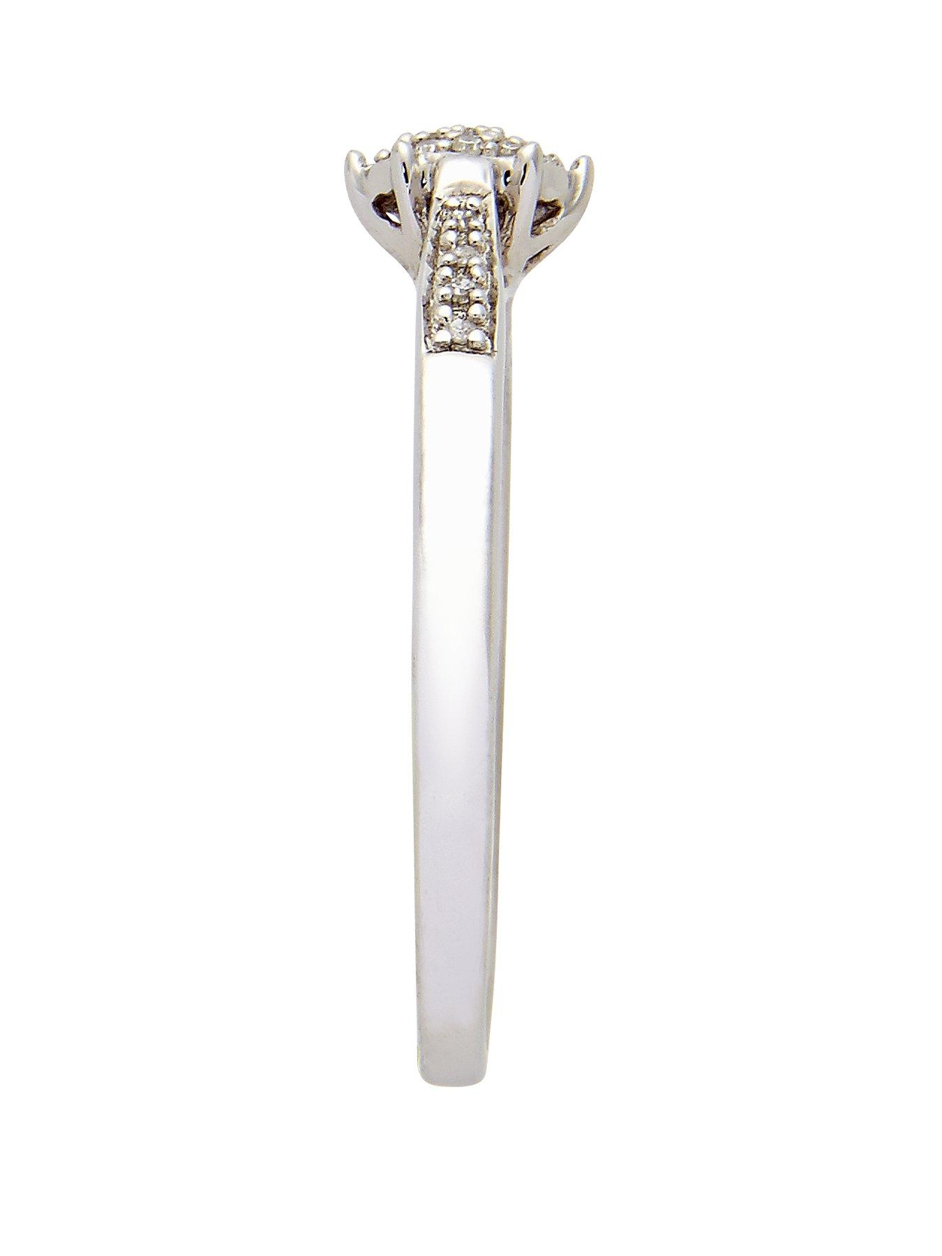 Love DIAMOND 9 Carat White Gold 10 Point Diamond Cluster Ring With ...