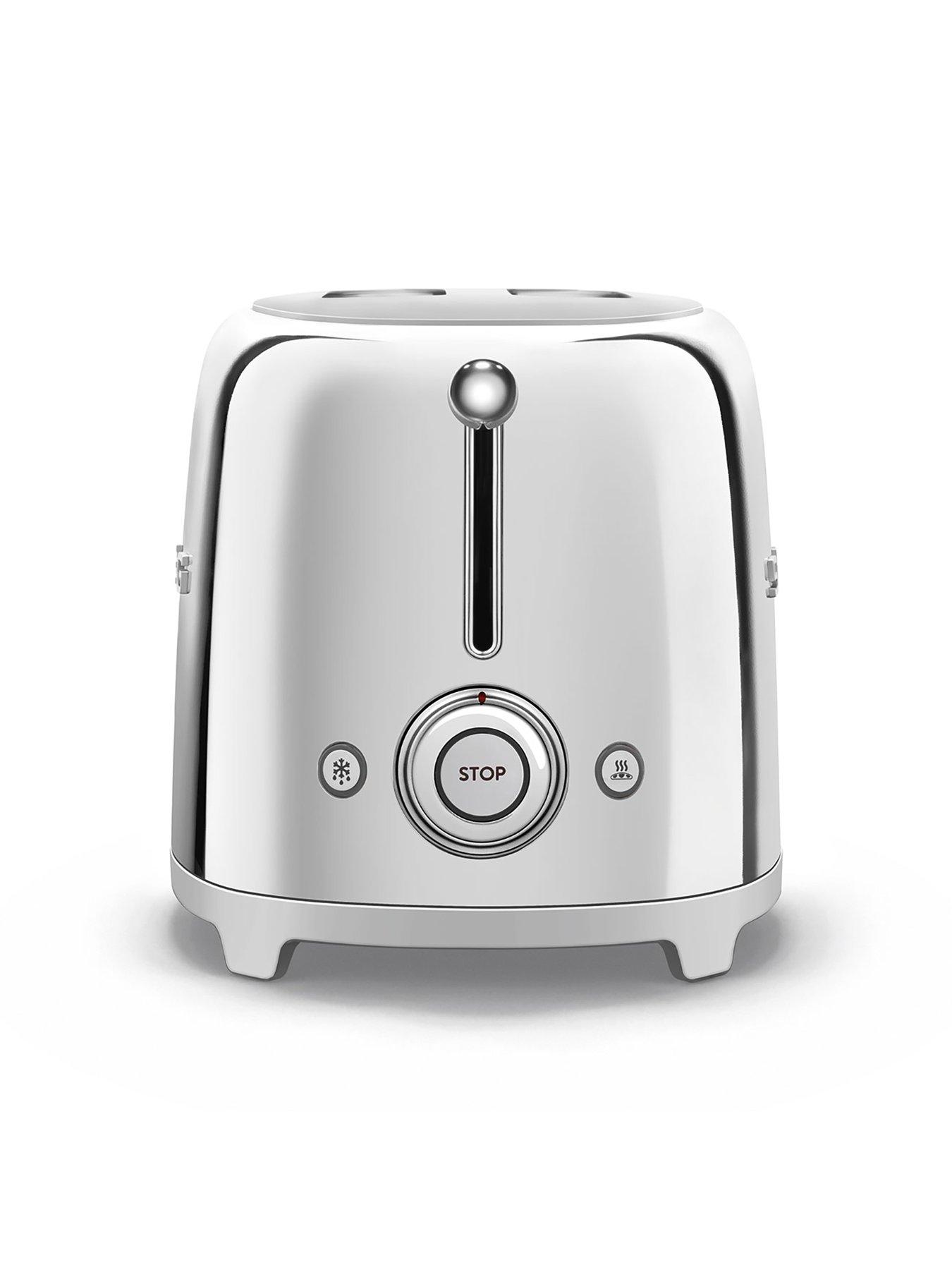 Smeg TSF01 Retro Style 2 Slice Toaster, 950W - Stainless Steel | Very.co.uk