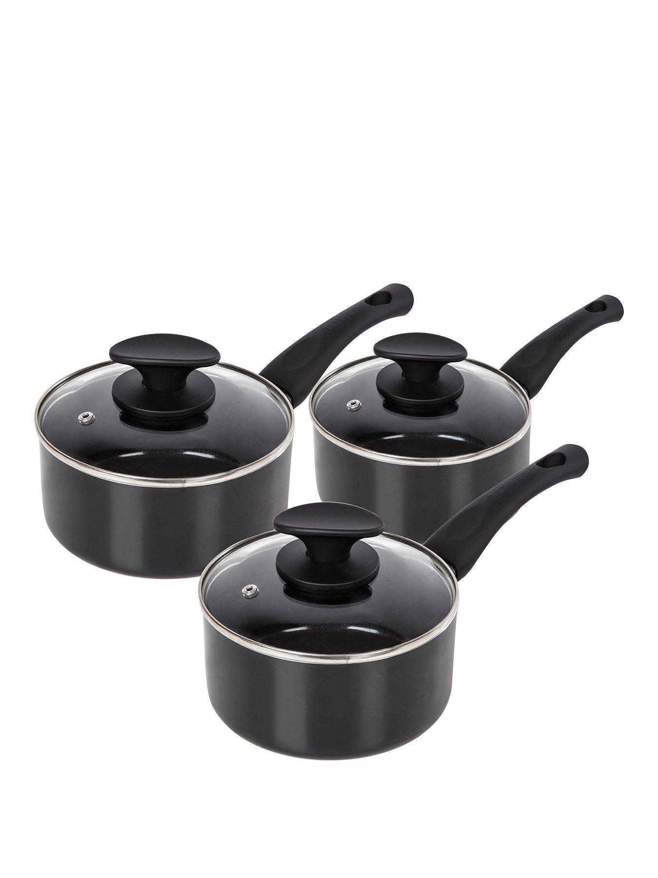 Tower Essentials 3 Piece Pan Set - Black | very.co.uk