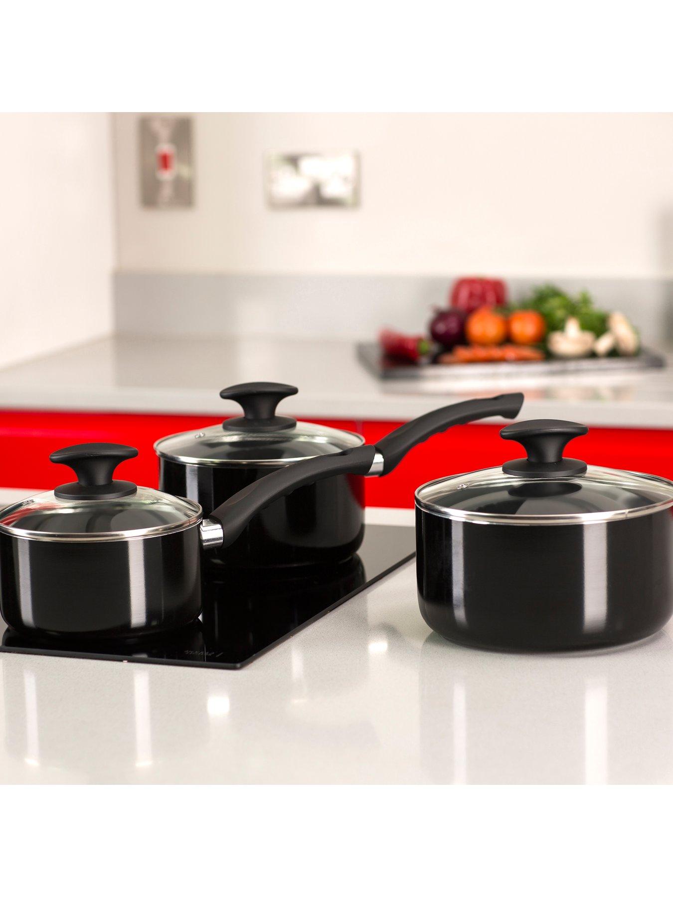 Tower Essentials 3 Piece Pan Set - Black | very.co.uk
