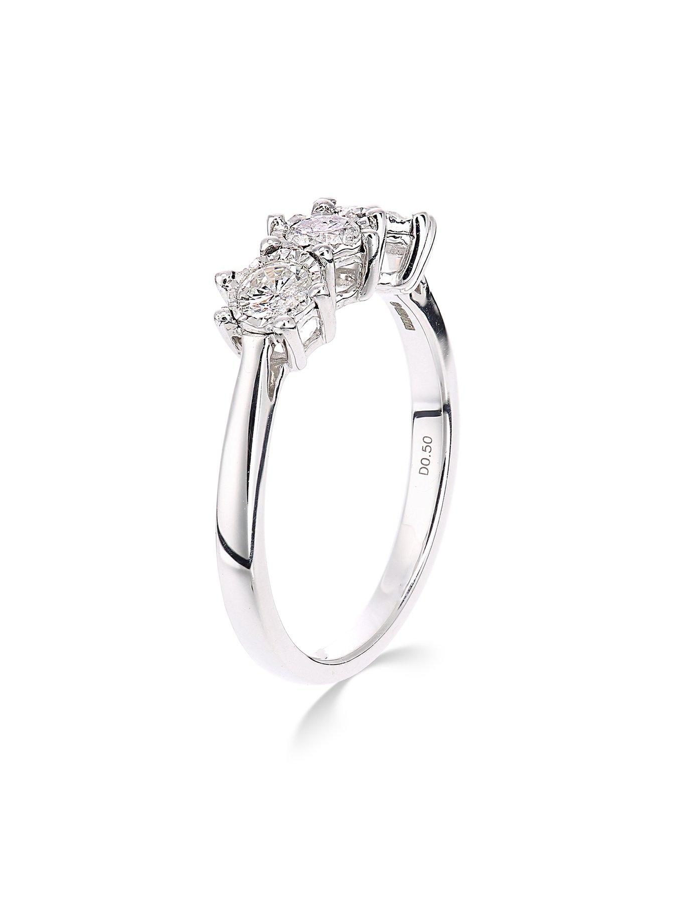 Love DIAMOND 9ct white gold 50 point diamond trilogy ring | Very