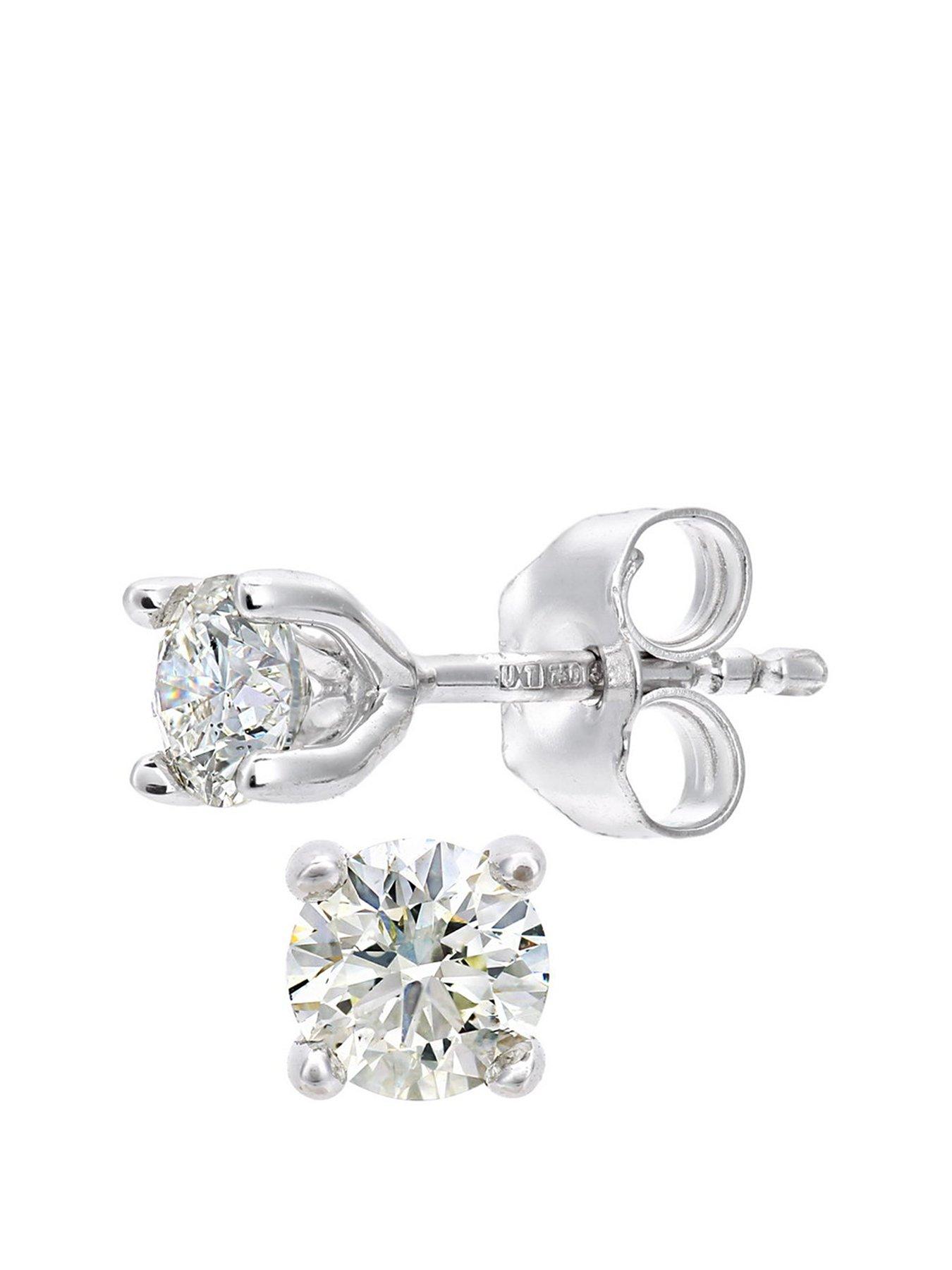 Love DIAMOND 18ct White Gold 50 Point Diamond Solitaire Earrings | Very