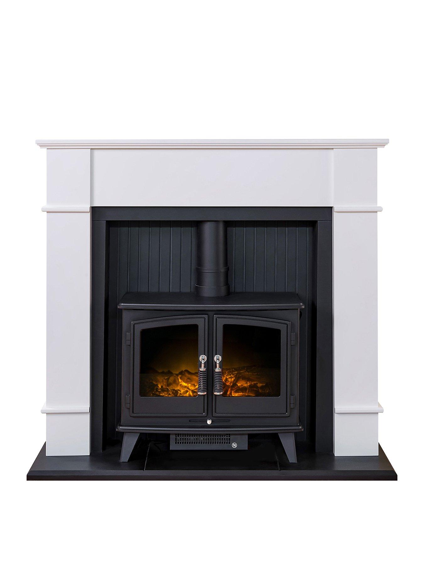 Adam Fires & Fireplaces Oxford Stove Suite in Pure White with Woodhouse ...