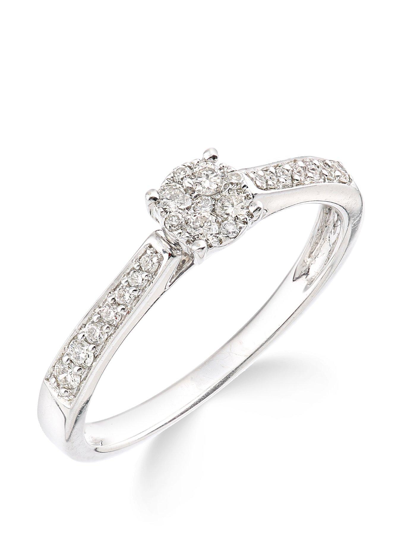 Love DIAMOND 9ct White Gold 25 Points of Diamonds Ring with Stone Set ...