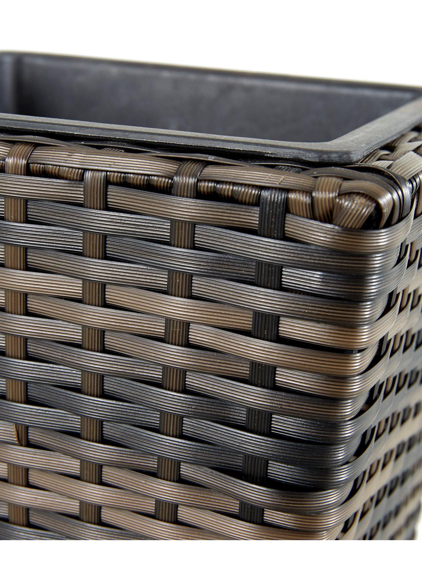 Very Home Set of 2 Tall Rattan Effect Planters - Brown | Very