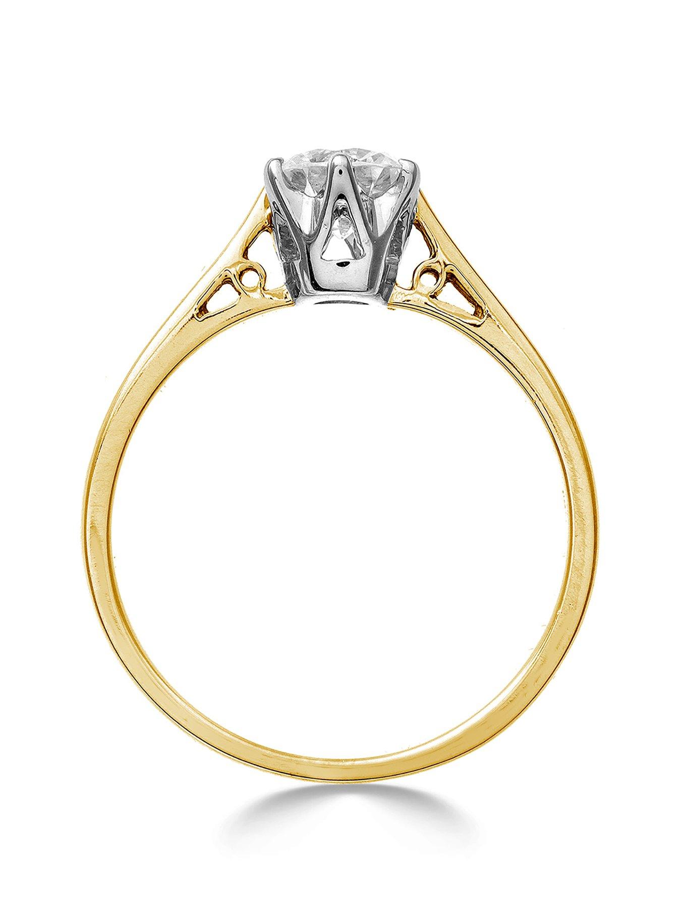 Love DIAMOND 9 Carat Yellow Gold 50 Point Solitaire Ring | very.co.uk