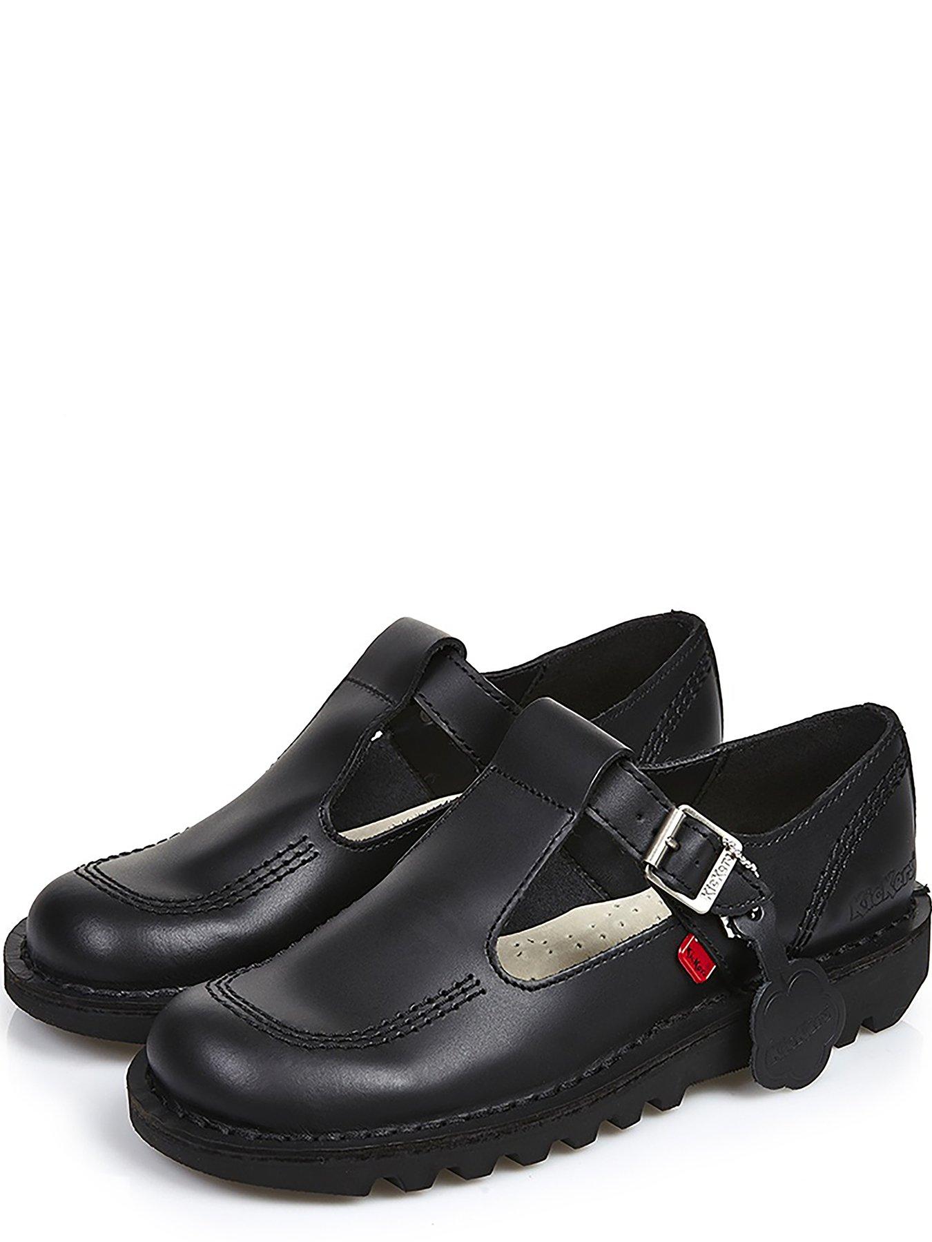 Kickers Kick Lo Aztec Leather Flat Shoe - Black | very.co.uk