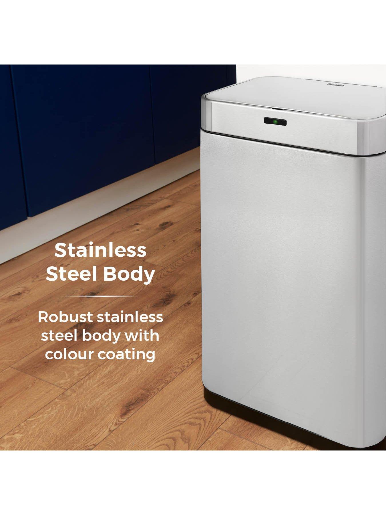 Tower 75-Litre Rectangular Sensor Bin – Matt Steel | Very