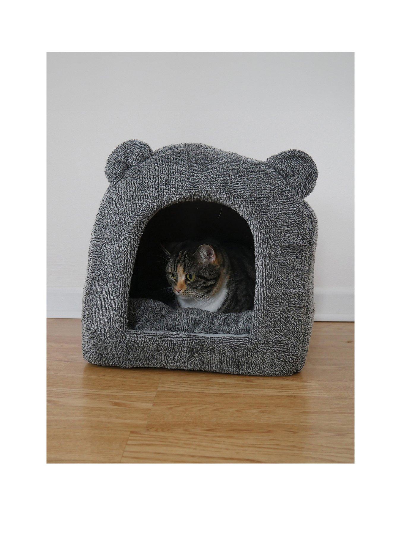 Rosewood Grey Teddy Bear Cat Bed | Very