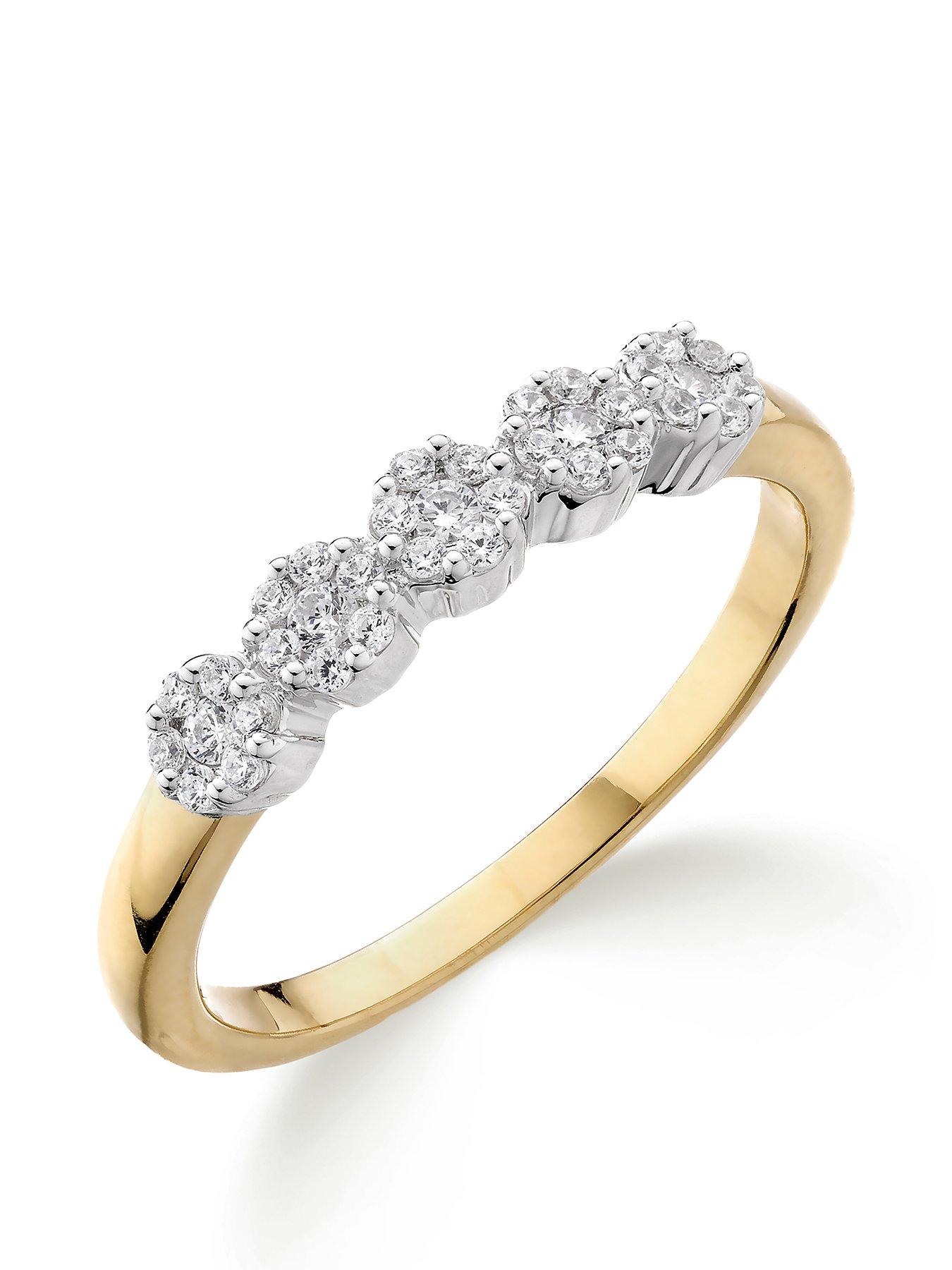 Love DIAMOND 9ct Gold 20 Point Diamond 5 Stone Eternity Ring | very.co.uk