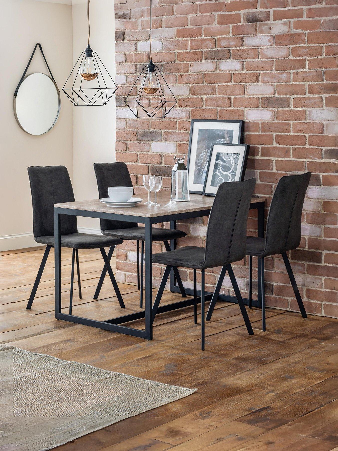 Julian Bowen Tribeca 120 cm Dining Table + 4 Monroe Chairs - Walnut | Very