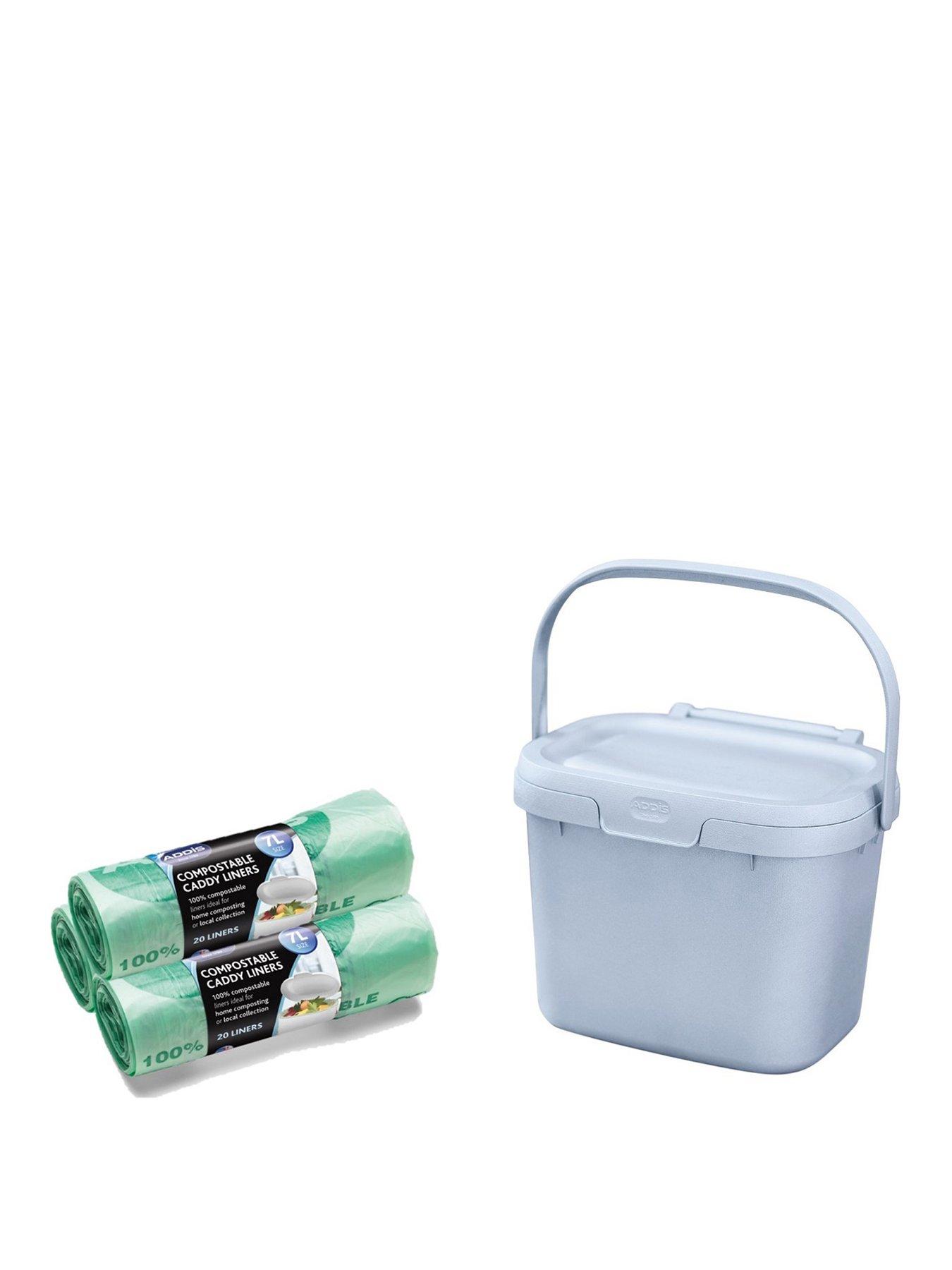 Addis Compost Food Caddy Bin with 60 Compostable Liner Bags | Very