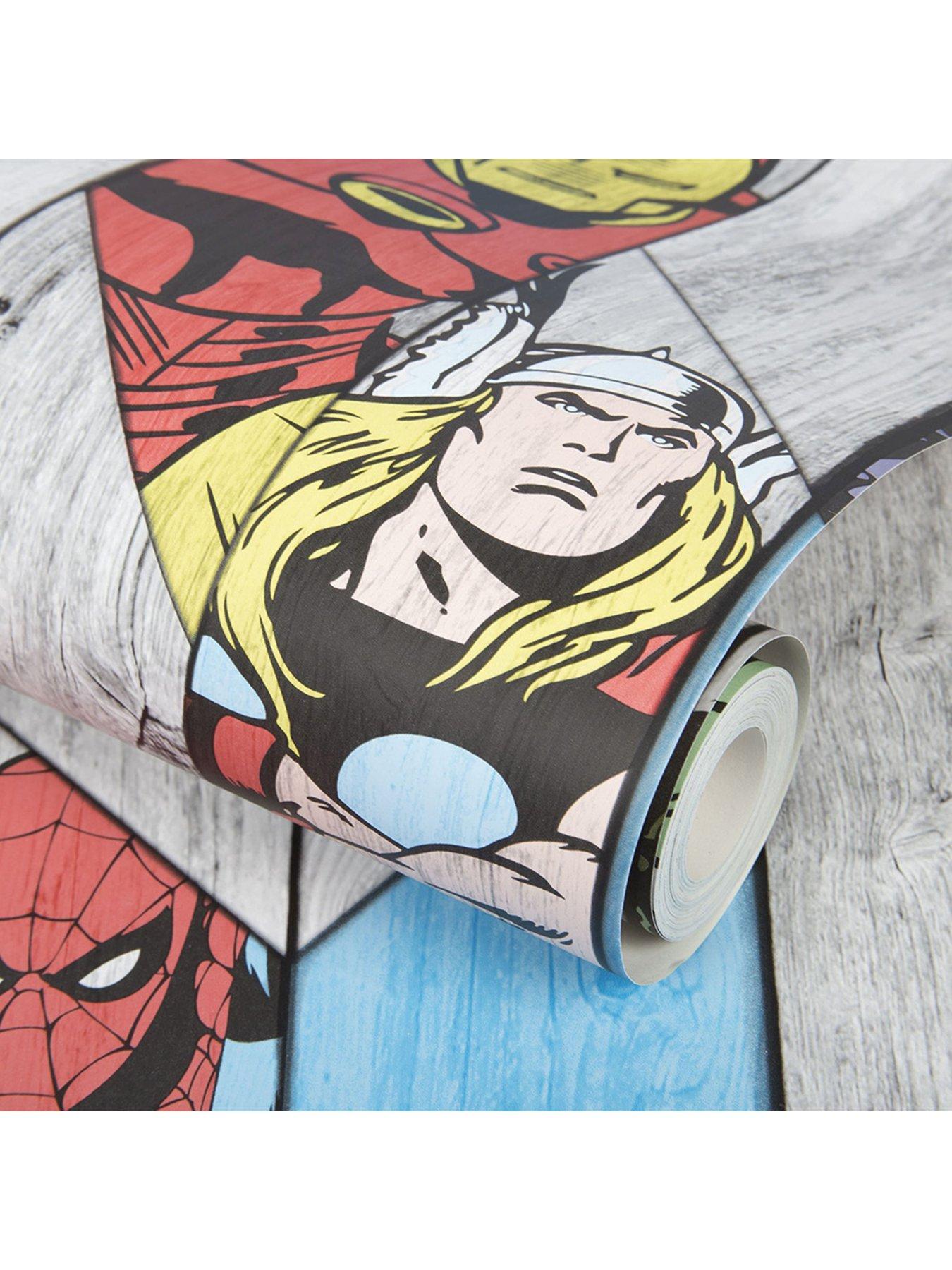 Marvel Kids Wood Panel Wallpaper | very.co.uk