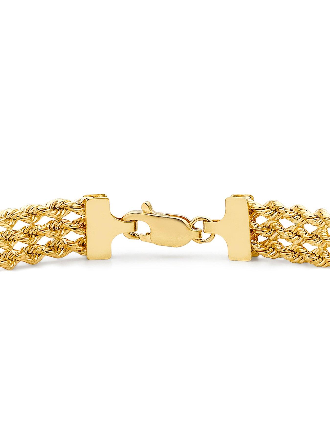 The Love Collection 9ct Gold Triple Layer Rope Chain Bracelet | Very