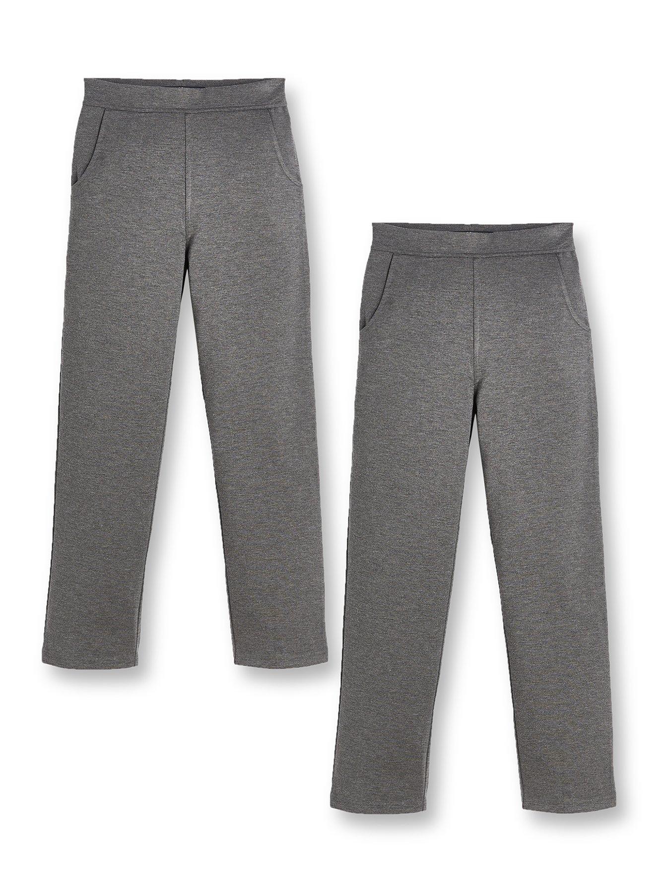 Everyday Girls 2 Pack Jersey School Trousers - Grey | Very