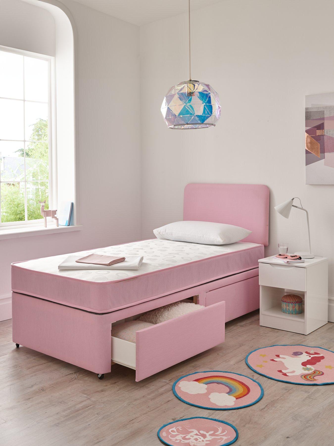 Airsprung Megan Kids Storage Divan with Mattress and Headboard - Pink ...