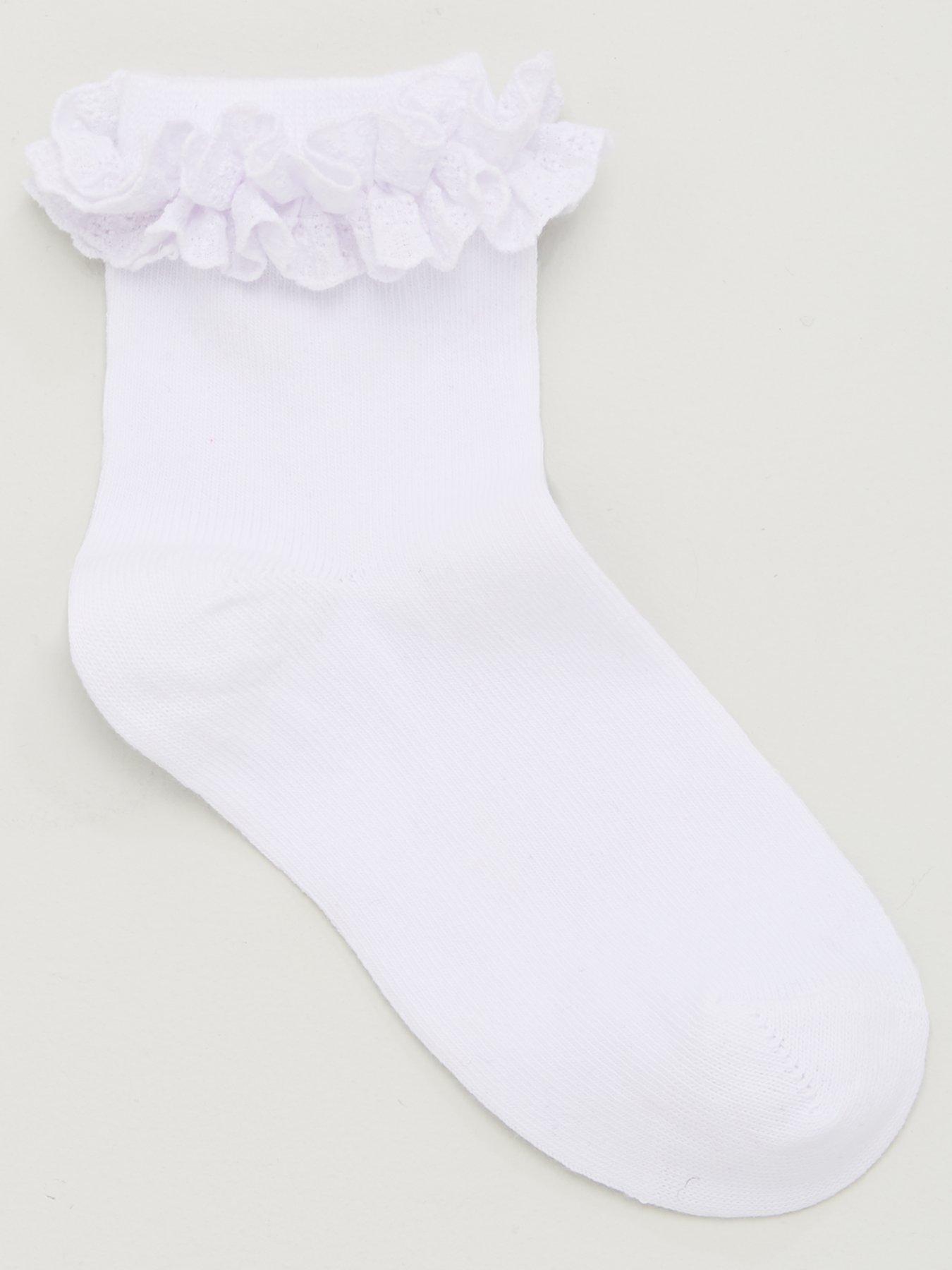 Everyday Girls 5 Pack Multi Occasion Ruffle Frill Socks - White | very ...