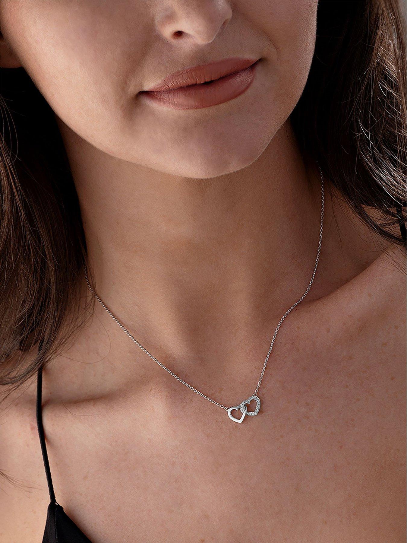 Silver necklace with 2 hearts store