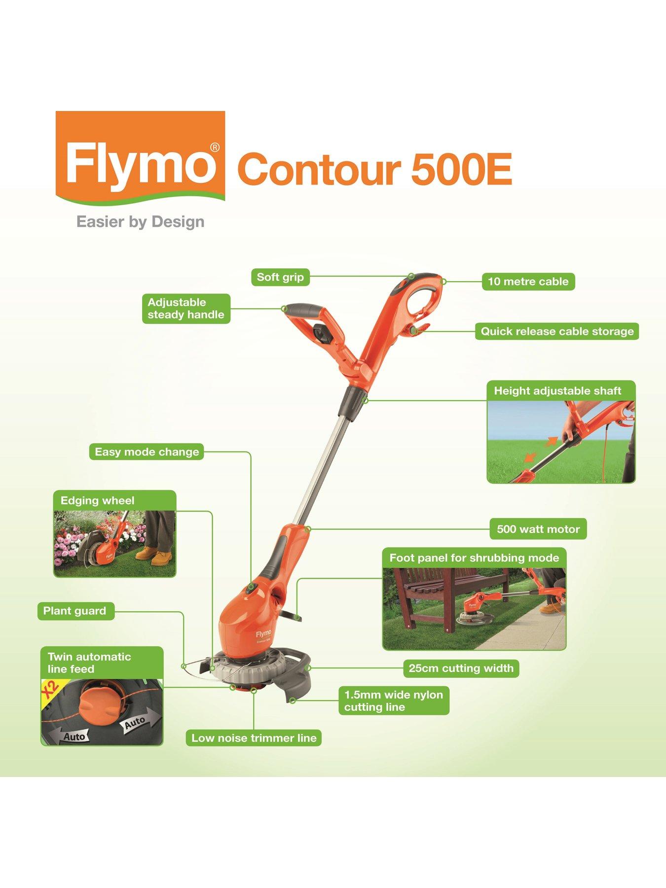 Flymo Contour 500E Corded 3-in-1 Grass Trimmer, Shrubber, and Edger | Very